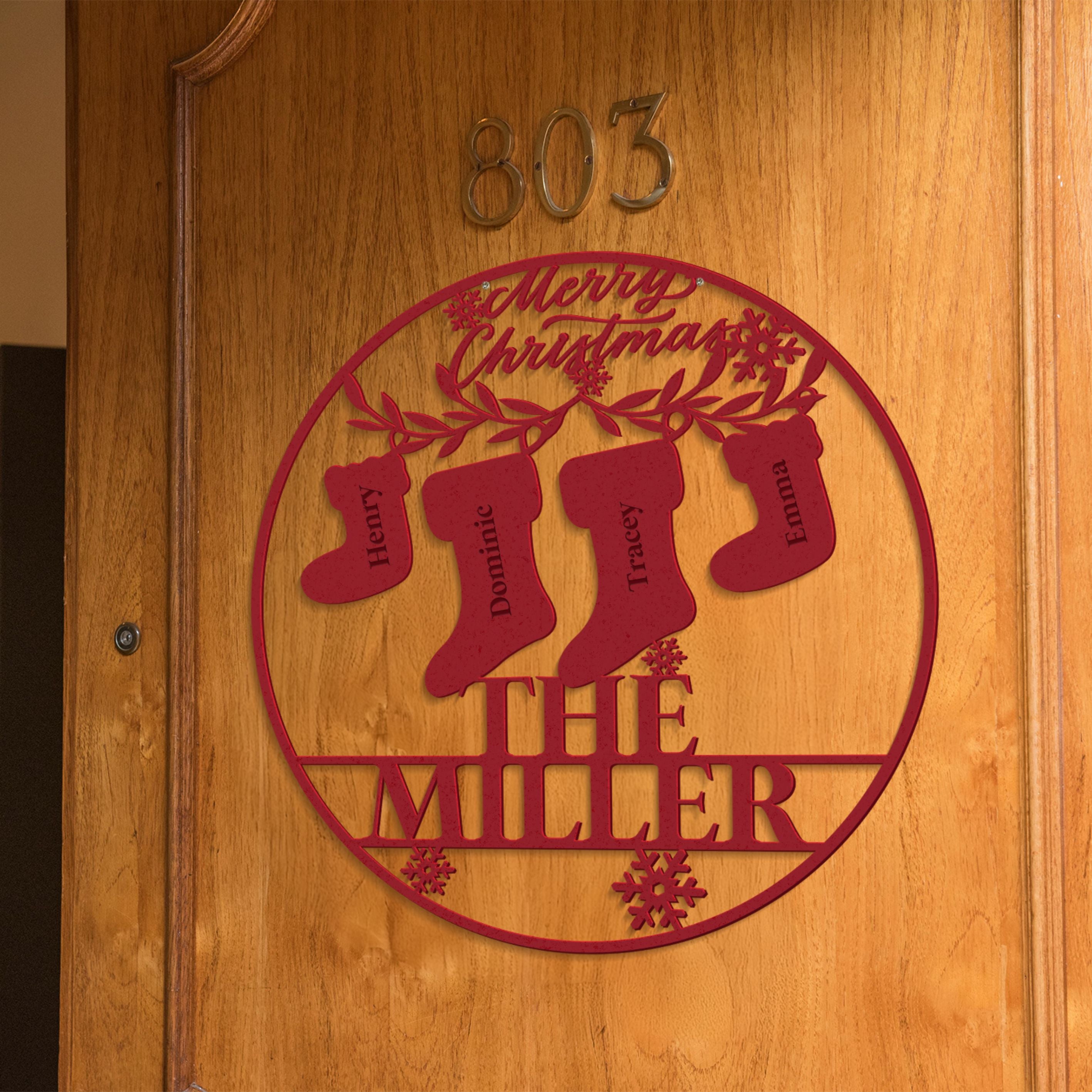 Custom Christmas Sock Family Member Names Sign, Personalised Xmas New ...