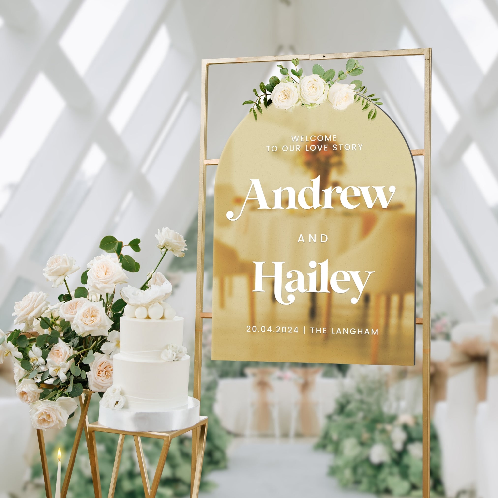 Personalised Couple Names Acrylic Arch Wedding Signage, Custom Print Mr ...