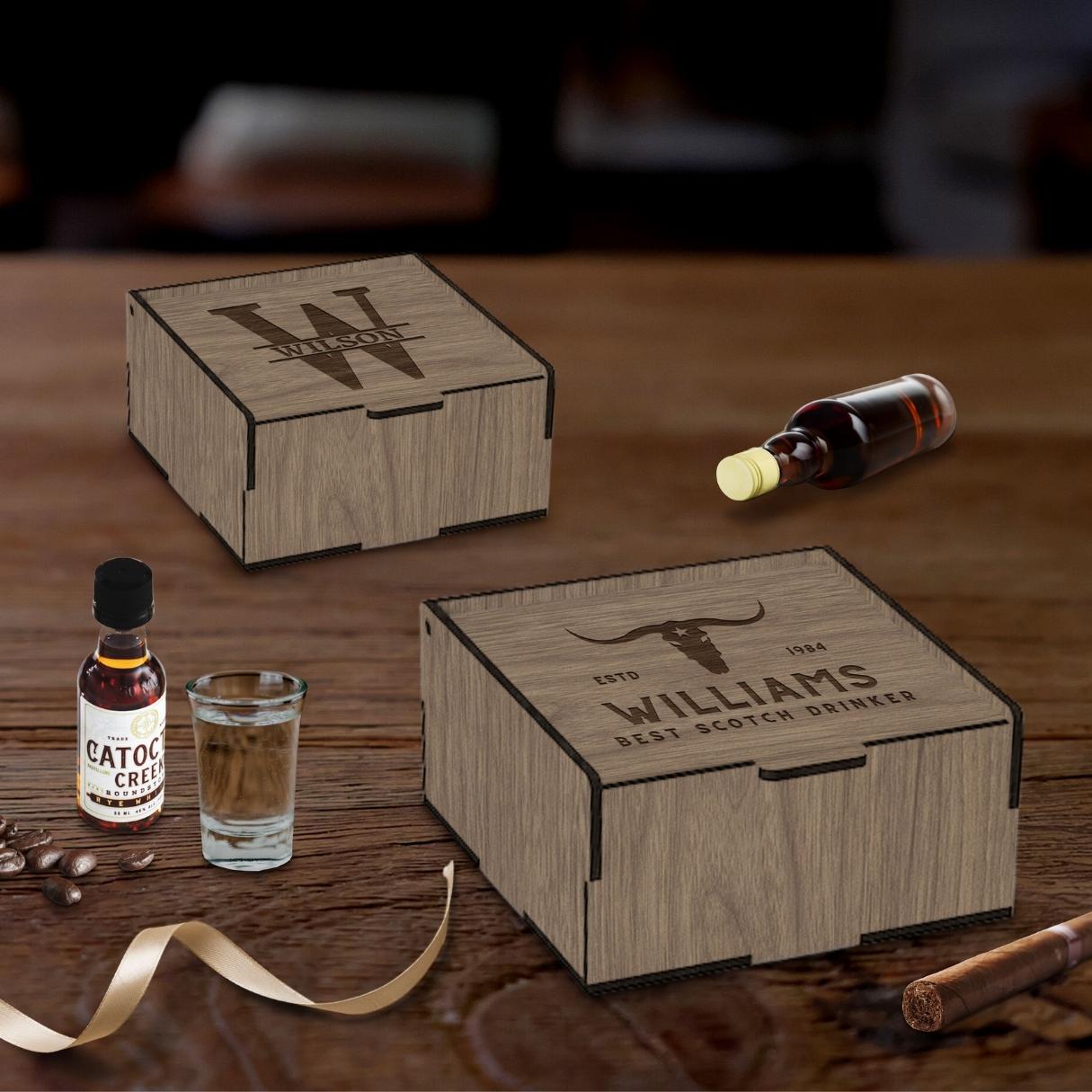 Custom Double Sided Engraved Wooden Keepsake Square Box, Personalised ...