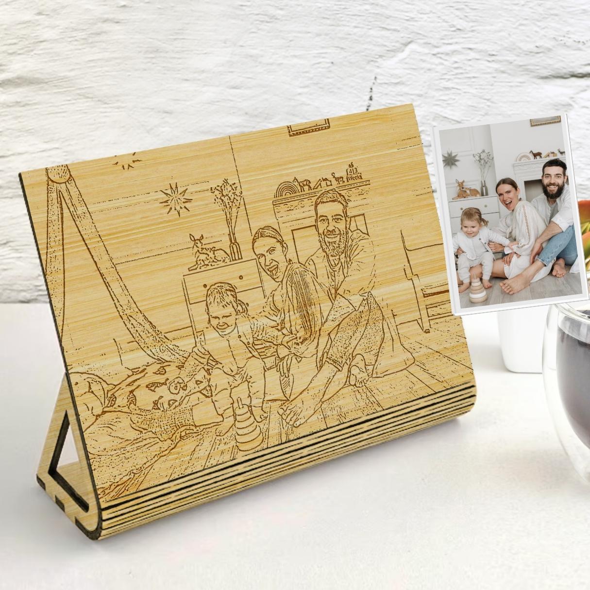 Custom Engraved Wooden Sketch Photo Frame, Personalised Plywood Picture ...