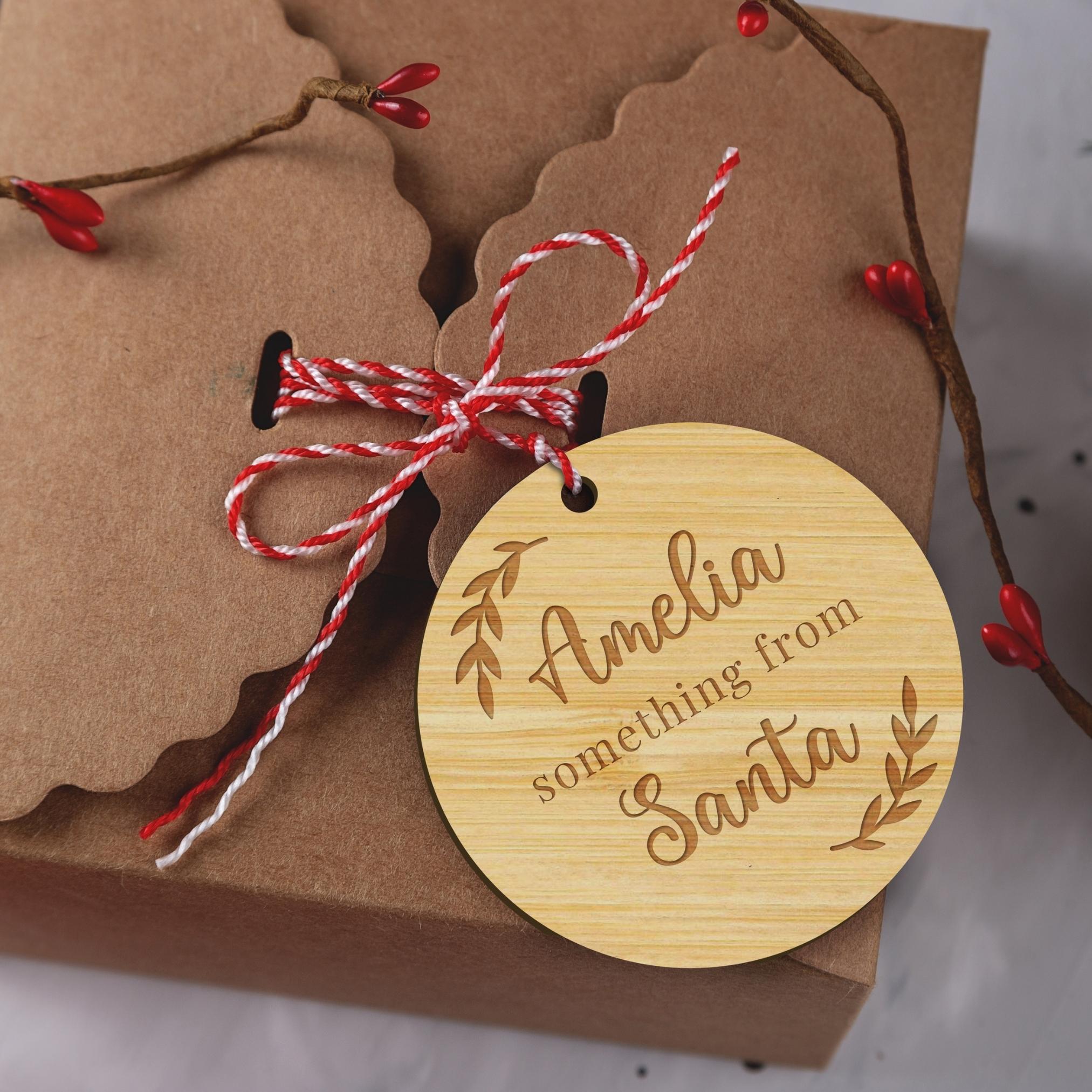 Custom Engraved Christmas Something Gift Tags, Personalised Santa ...