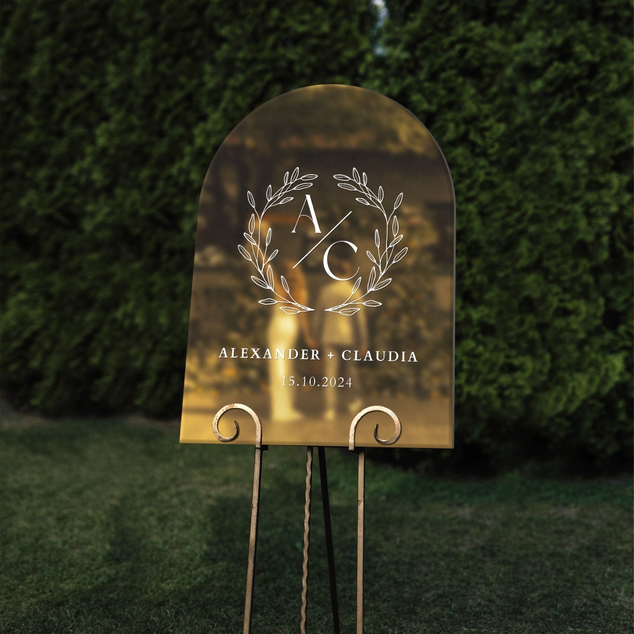 Personalised Acrylic Floral Wreath Arch Wedding Signage, Custom UV ...