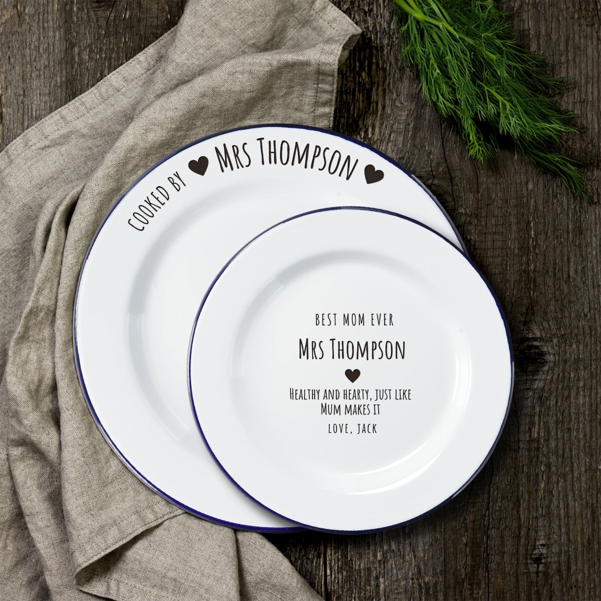 Custom Engraved Enamel Plate, Pasta, Steak, Pancake, Sweet Treats ...