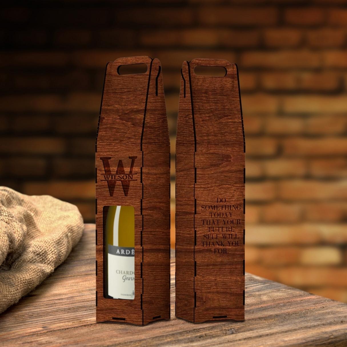Custom Made Laser Cut & Engraved Wooden Wine Box, Personalised Plywood ...