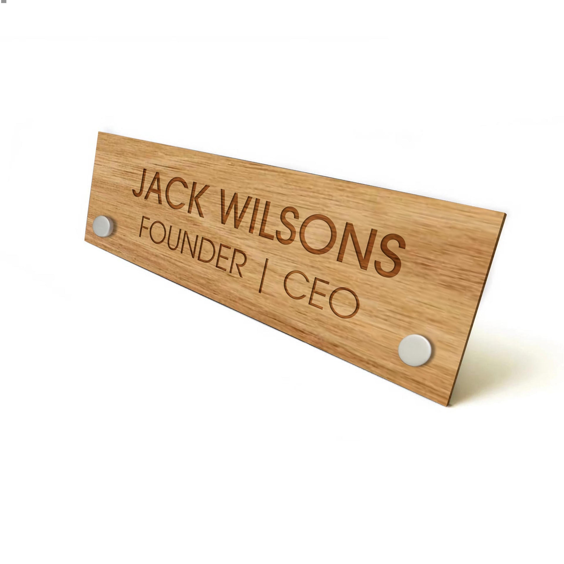 Custom Engraved Standoffs Wooden Desk Name Plate, Personalised Plywood ...