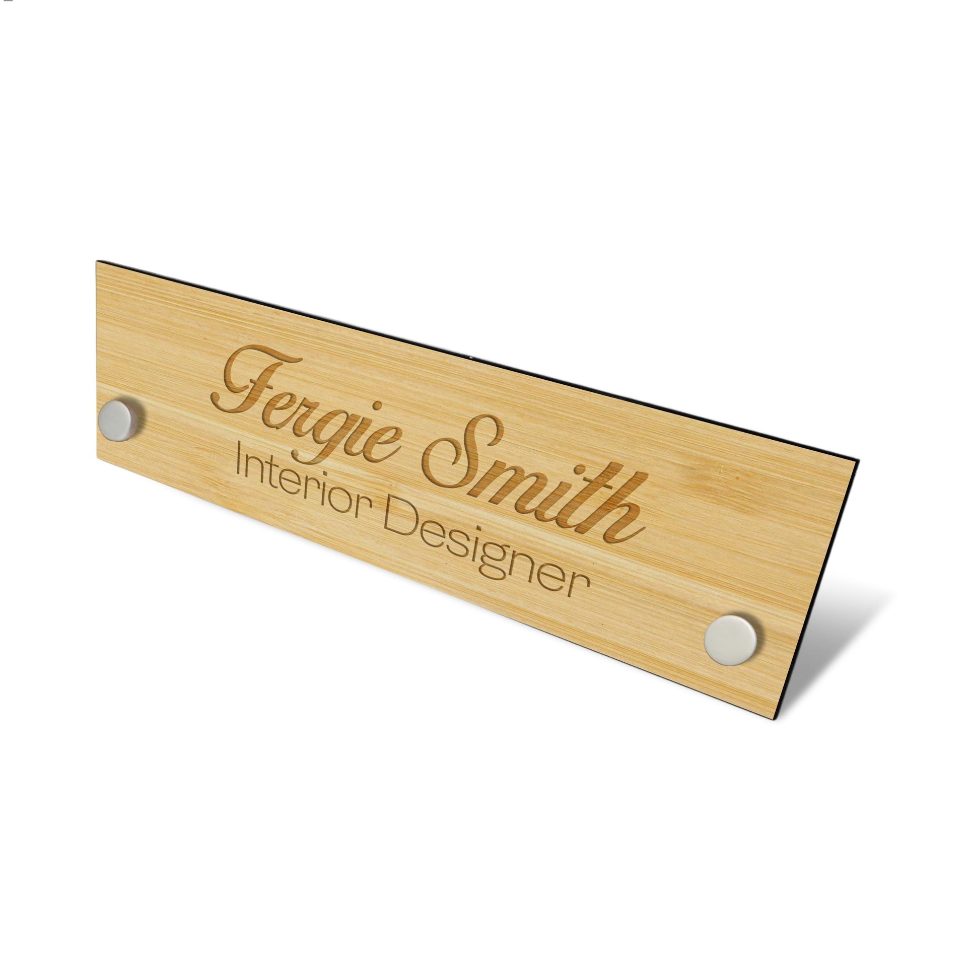 Custom Engraved Standoffs Wooden Desk Name Plate, Personalised Plywood ...