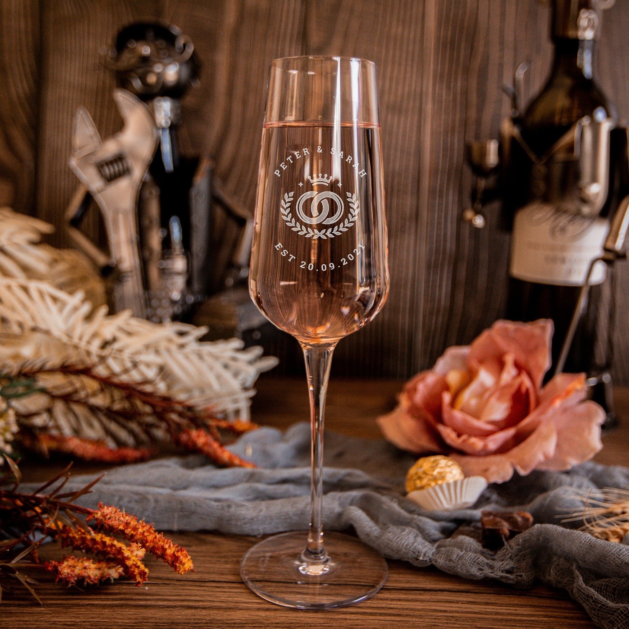 Personalised champagne glasses store