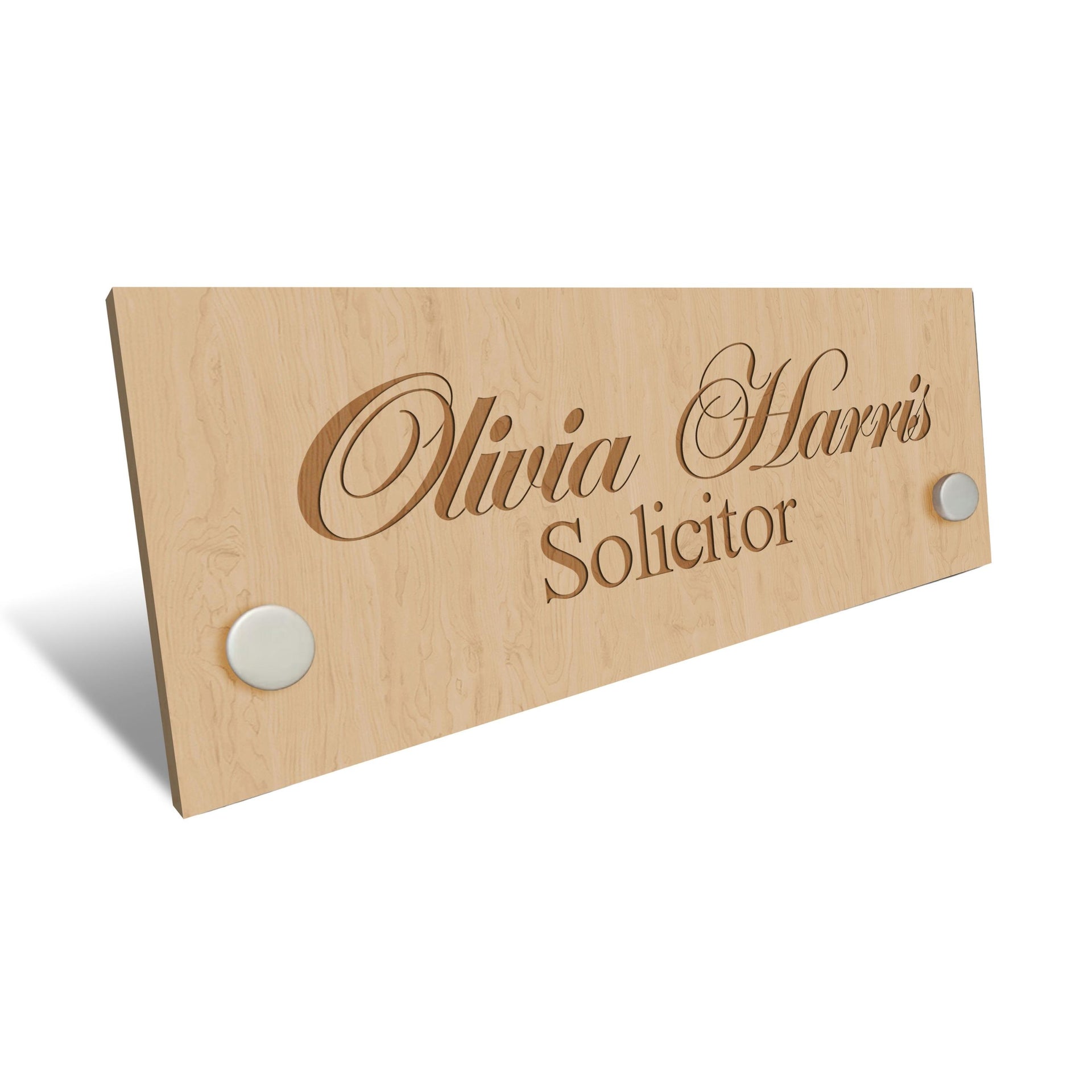 Custom Engraved Standoffs Wooden Desk Name Plate, Personalised Plywood ...