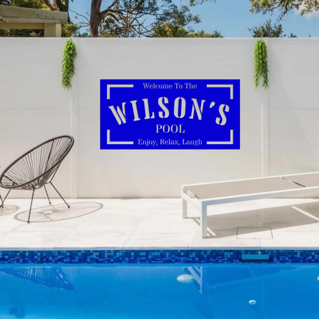 Custom Made Oasis Retreat Poolside Sign, Personalised Name Acrylic Pool ...