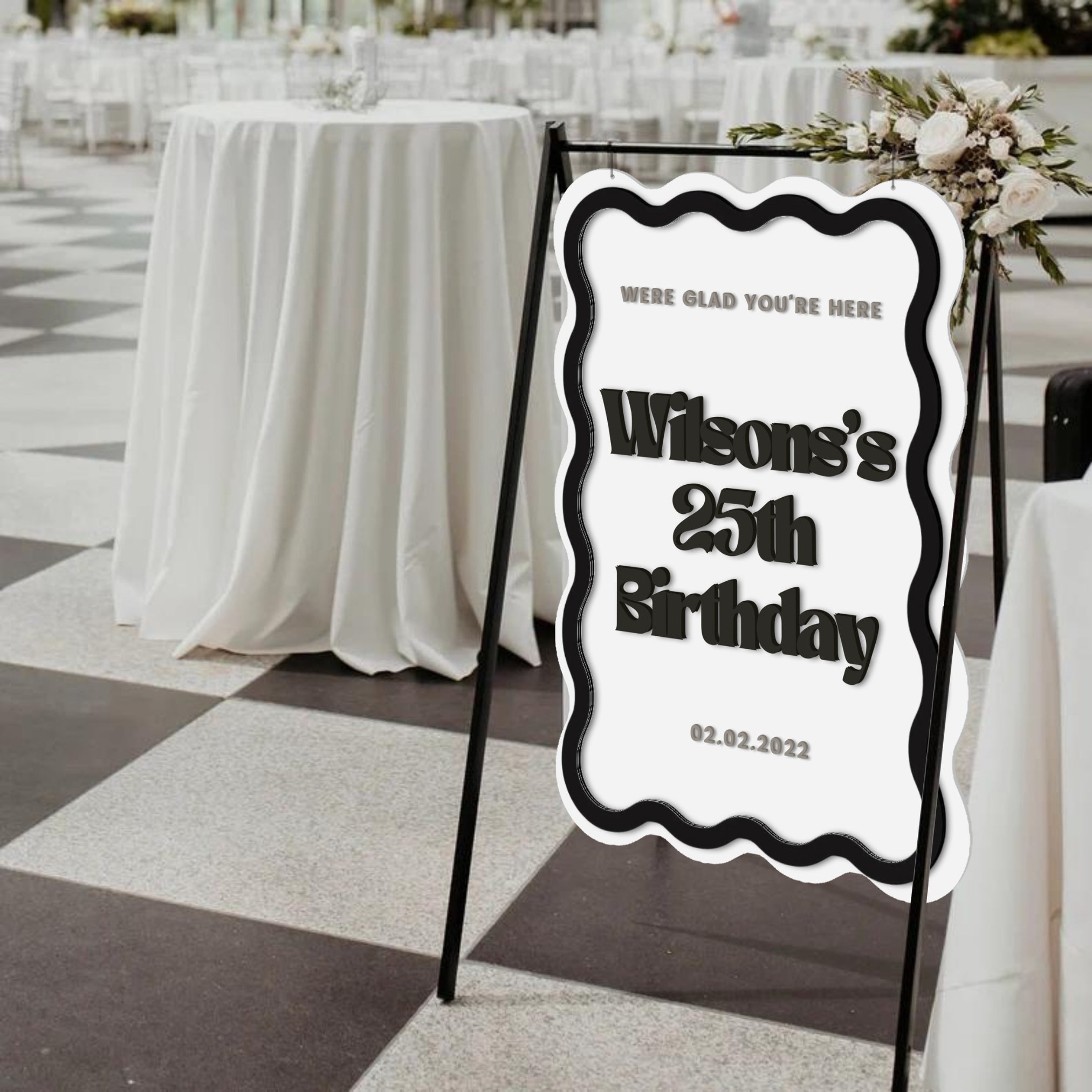 Custom Double Acrylic Happy Birthday Welcome 3D Wave Sign, Personalised ...