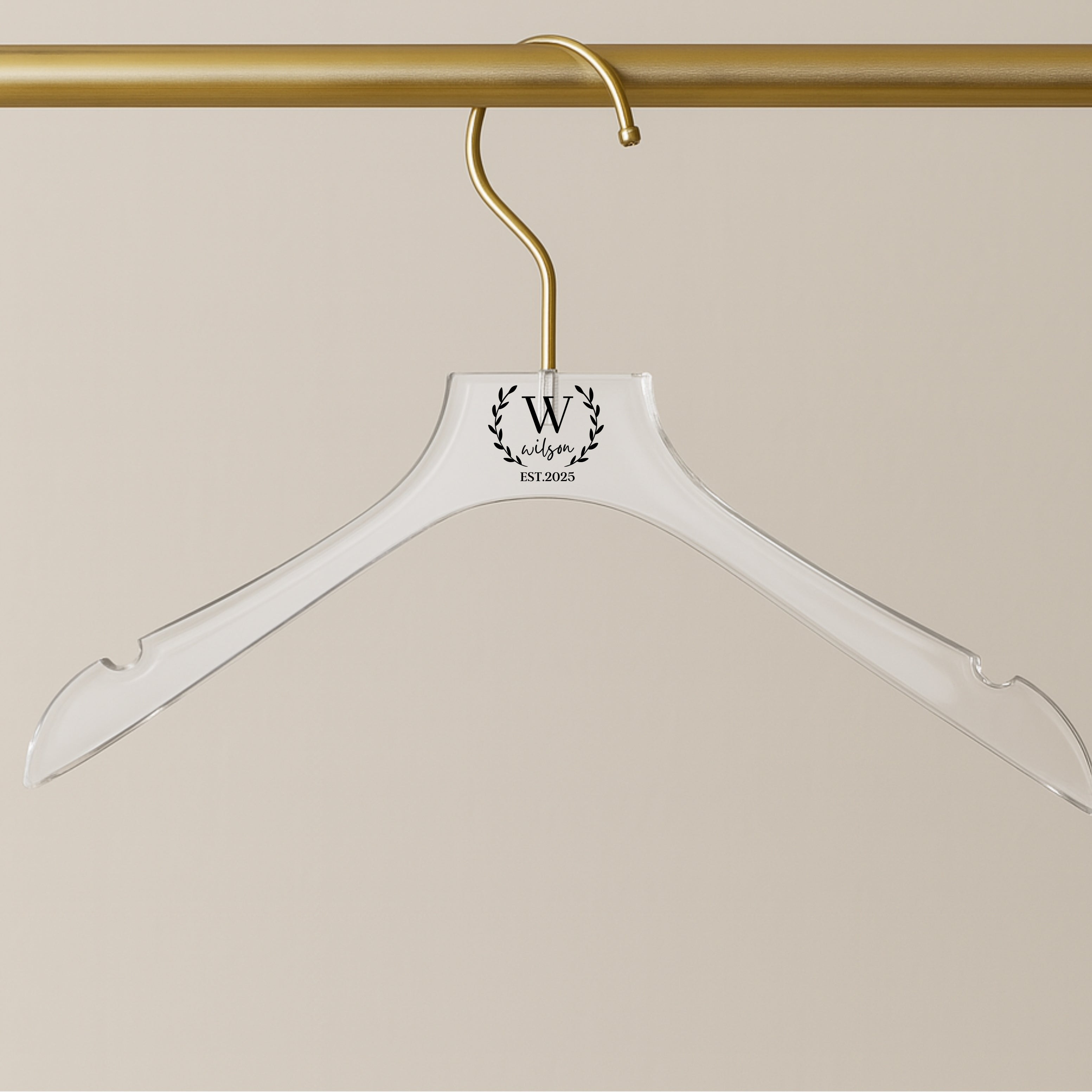 Custom Clear Acrylic Hanger Gold Hook, Personalised Logo Commercial ...