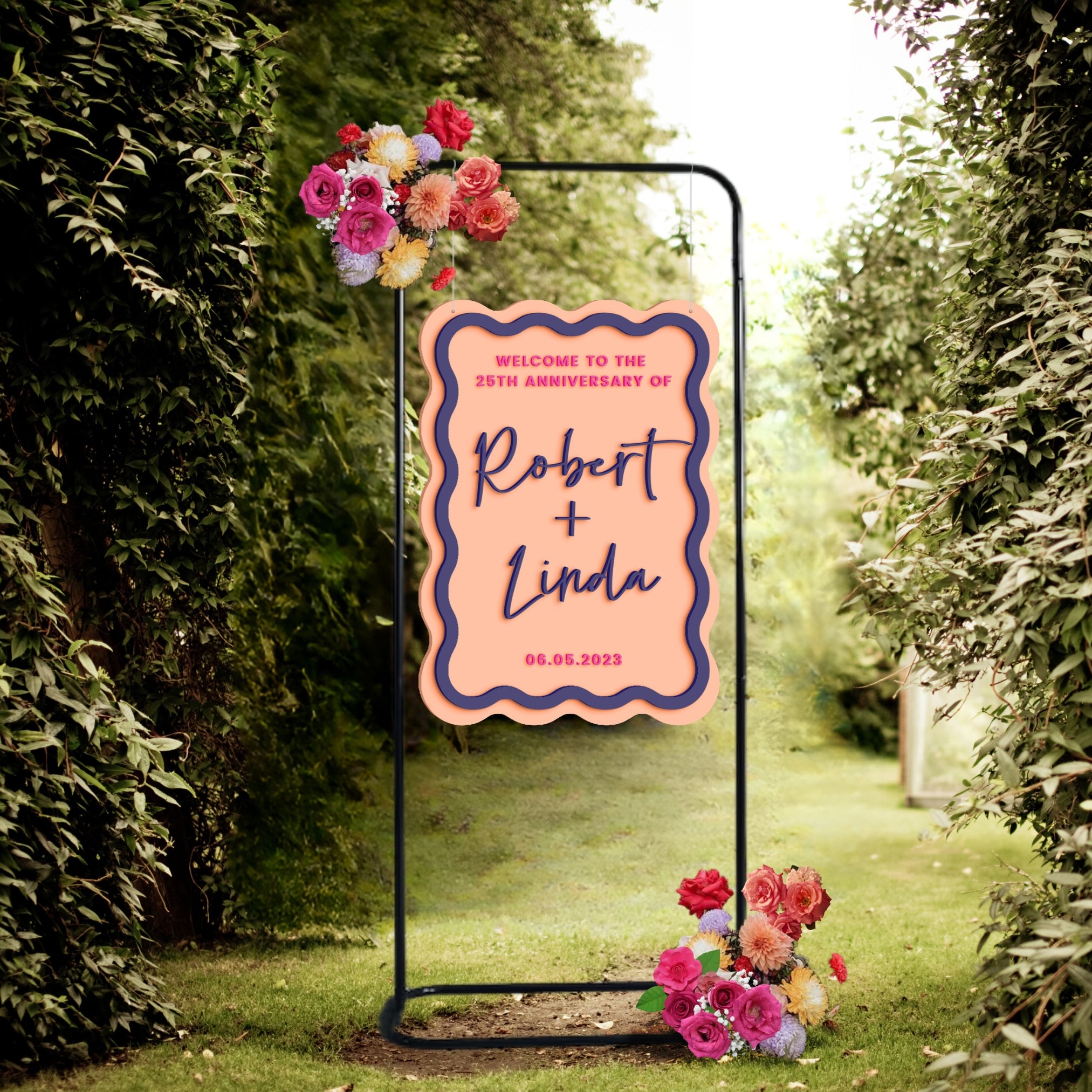 Custom Double Acrylic Wave Wedding Welcome 3D Sign, Personalised Mirror ...