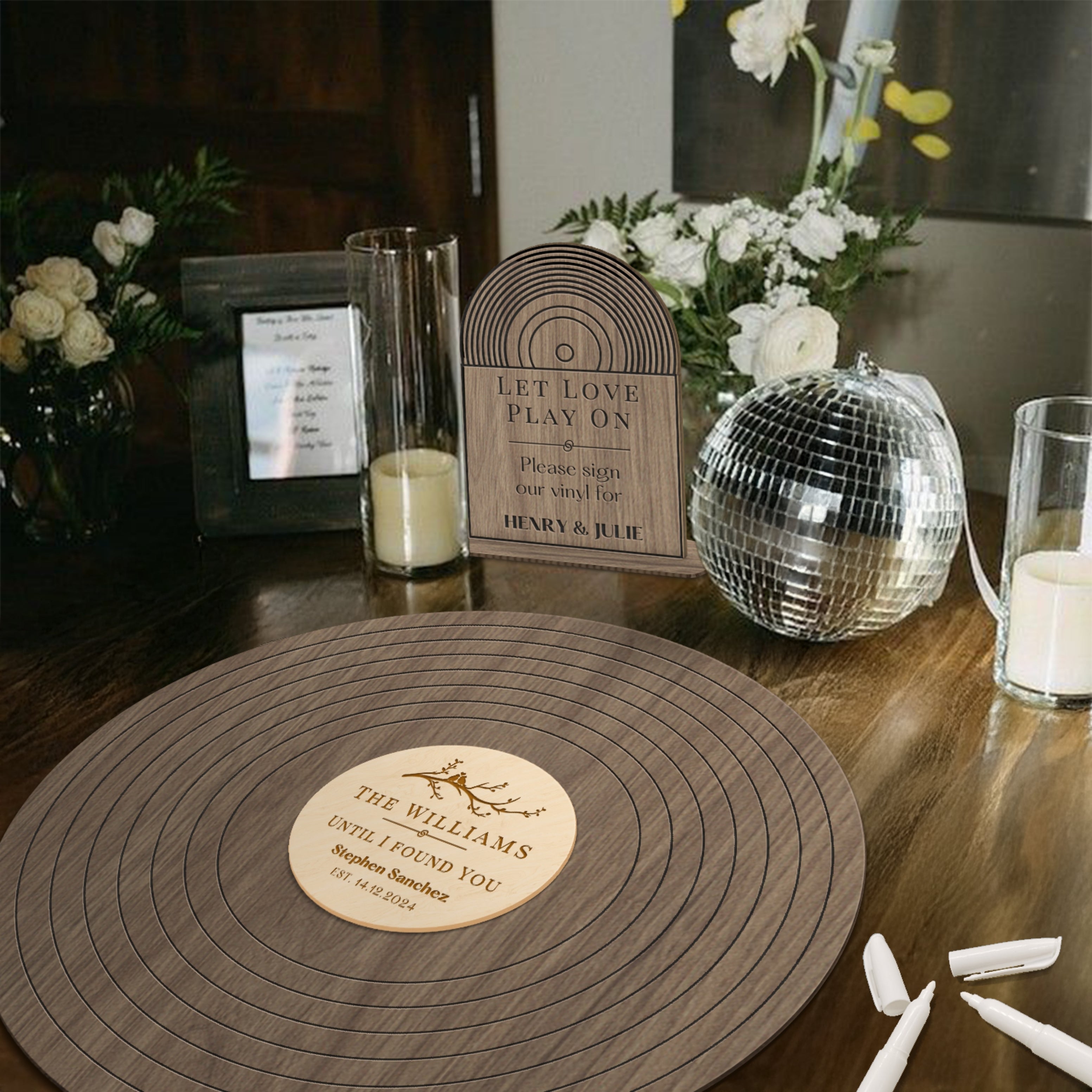 Custom Wooden Record Vinyl Wedding Sign, Personalised Guest Book ...