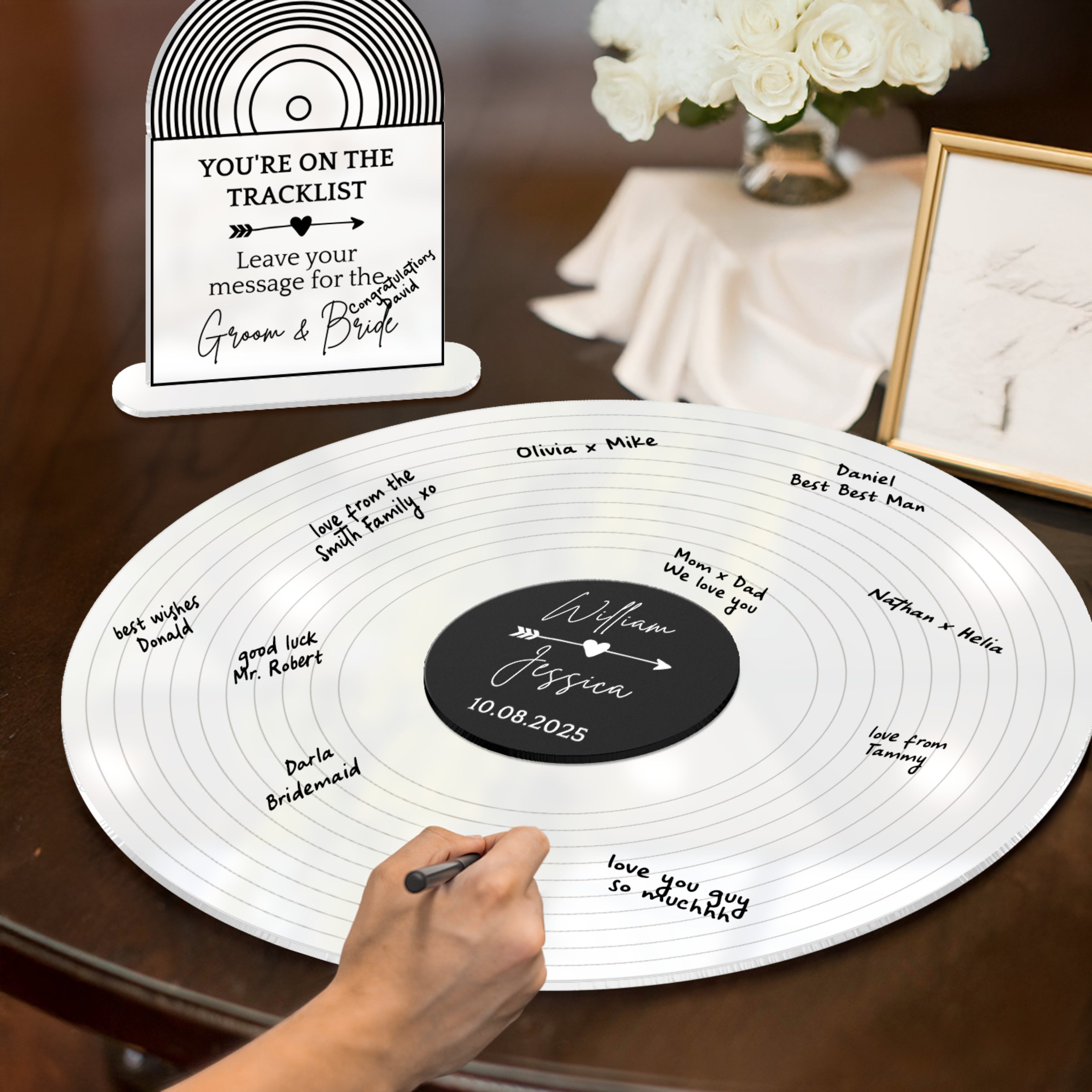 Custom Acrylic Record Vinyl Wedding Sign, Personalised Guest Book ...