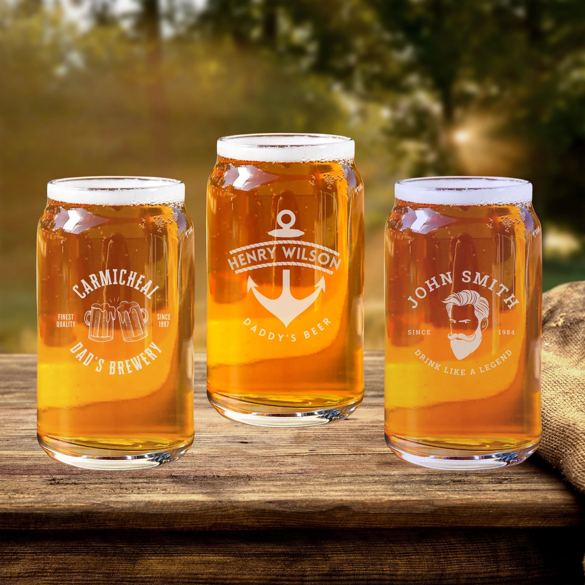 Personalised 470ml Beer Can Glass, Custom Engraved Beverage Tumbler ...