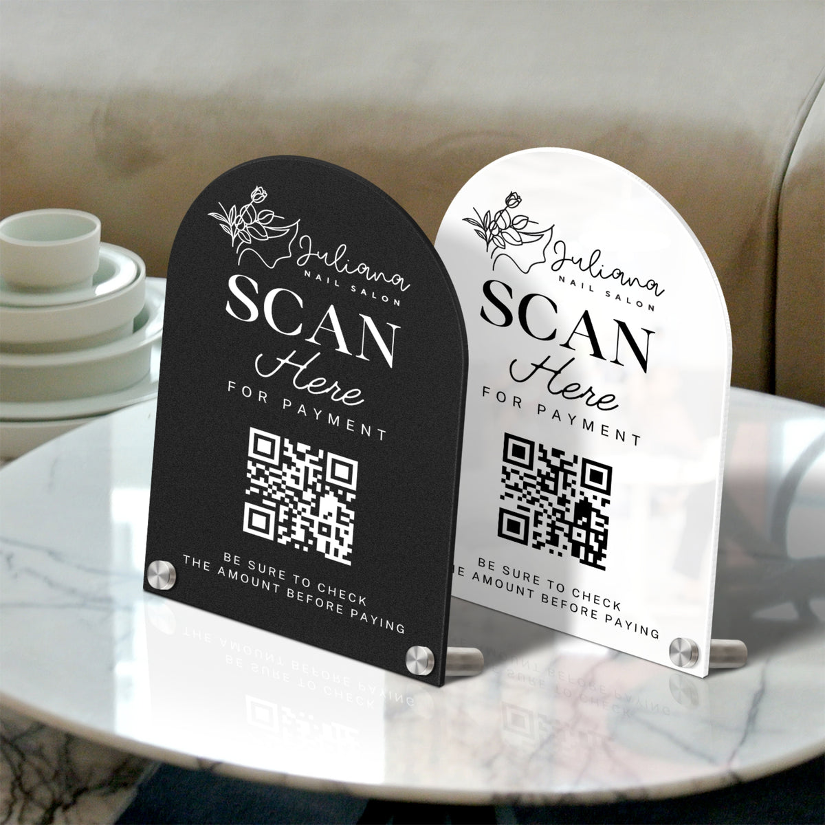 Personalised Acrylic Arch QR Code Scan To Pay Business Sign, Custom UV ...