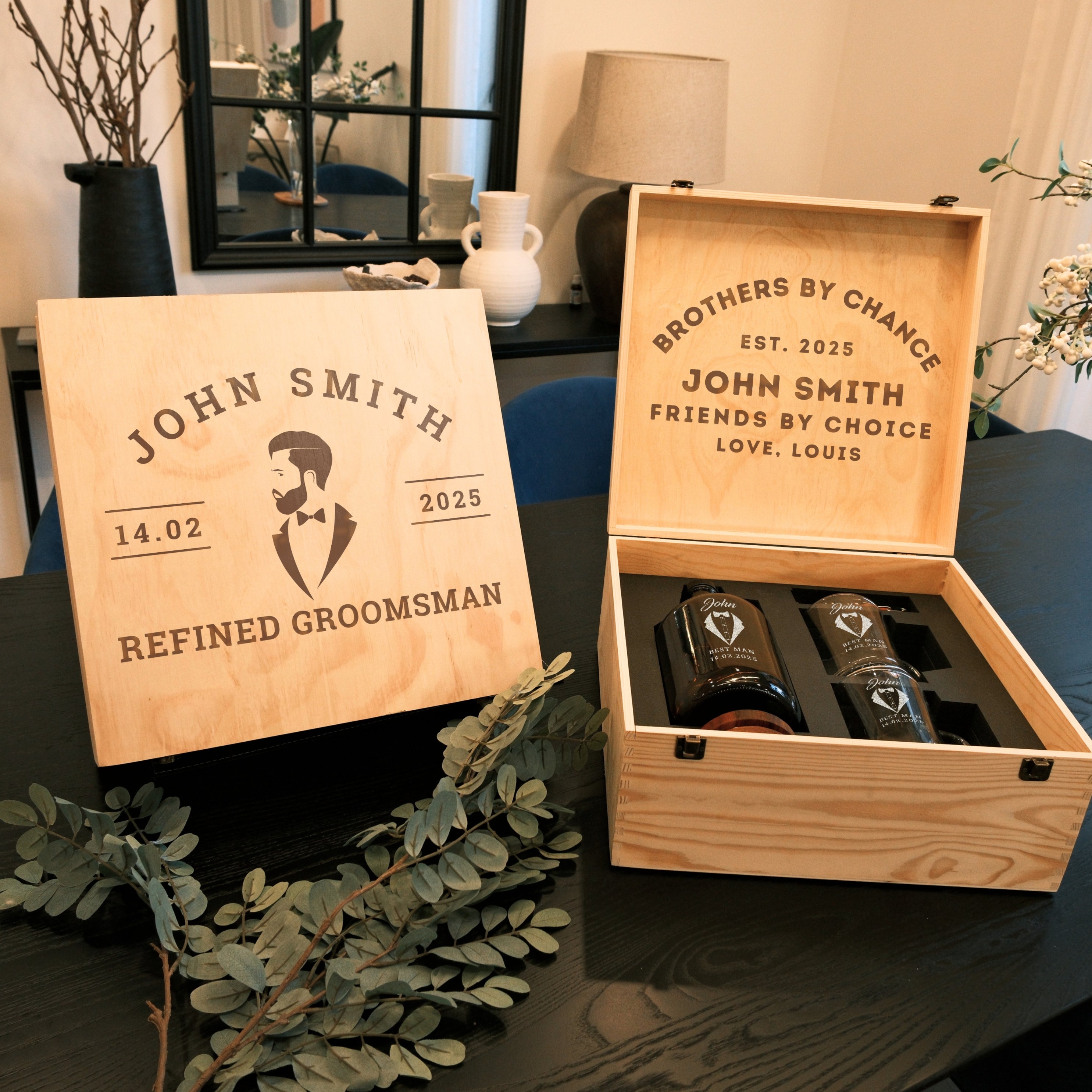 Personalised Beer Growler Gift Set & 2 Tankard Mugs, Acacia Coasters ...