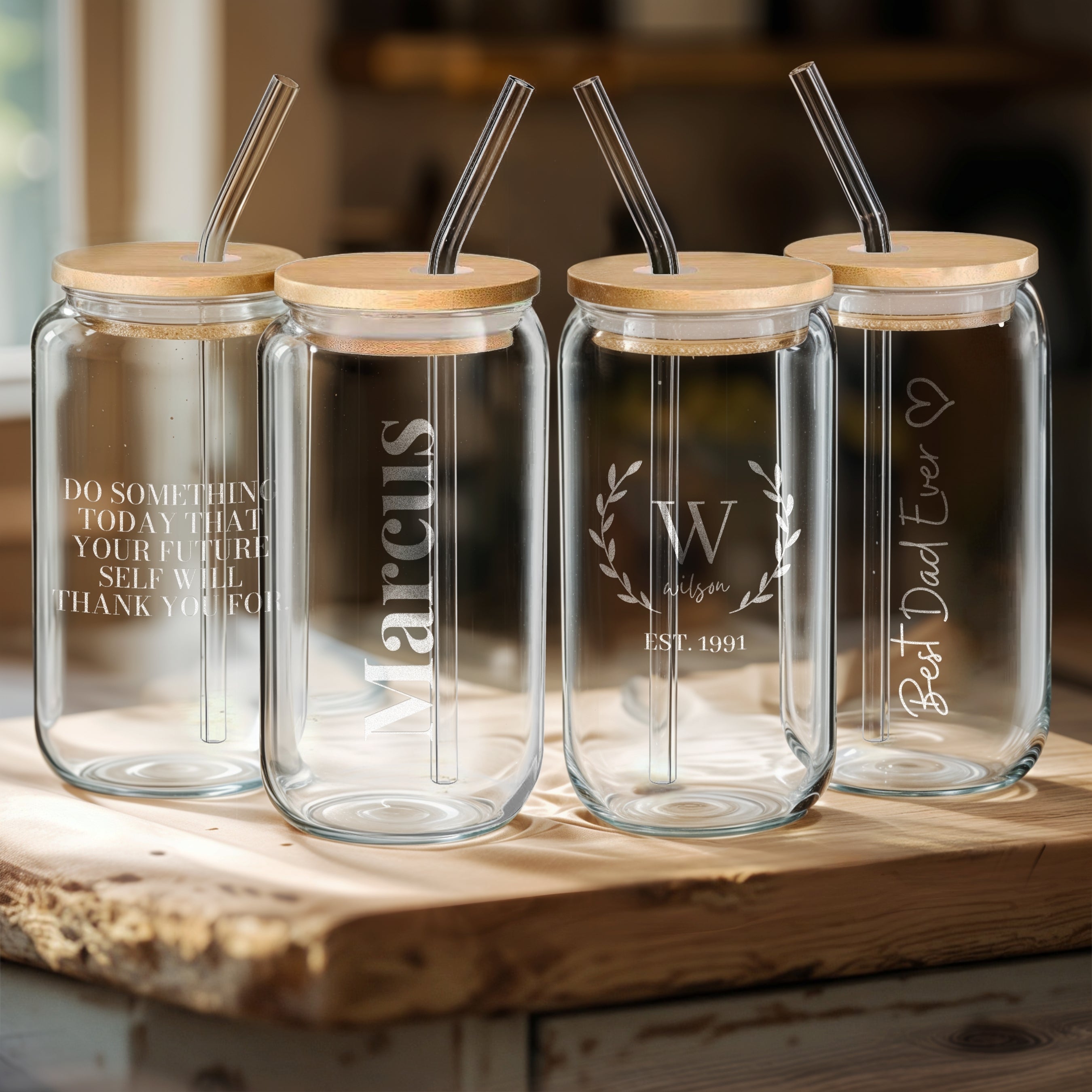 Glass coffee tumbler with lid store