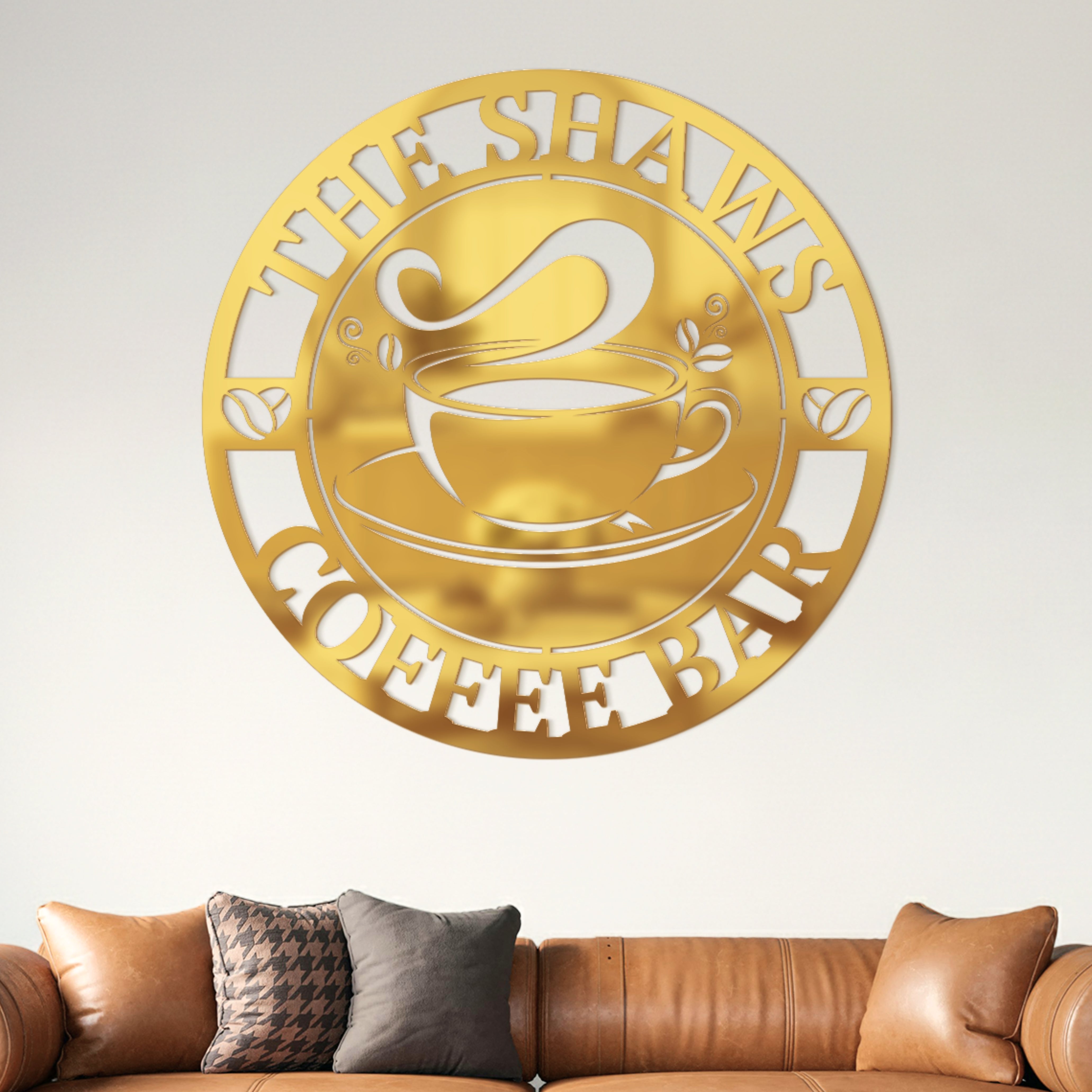 Personalised Home Coffee Hoop Sign, Custom Wood Acrylic Kitchen, Bar ...
