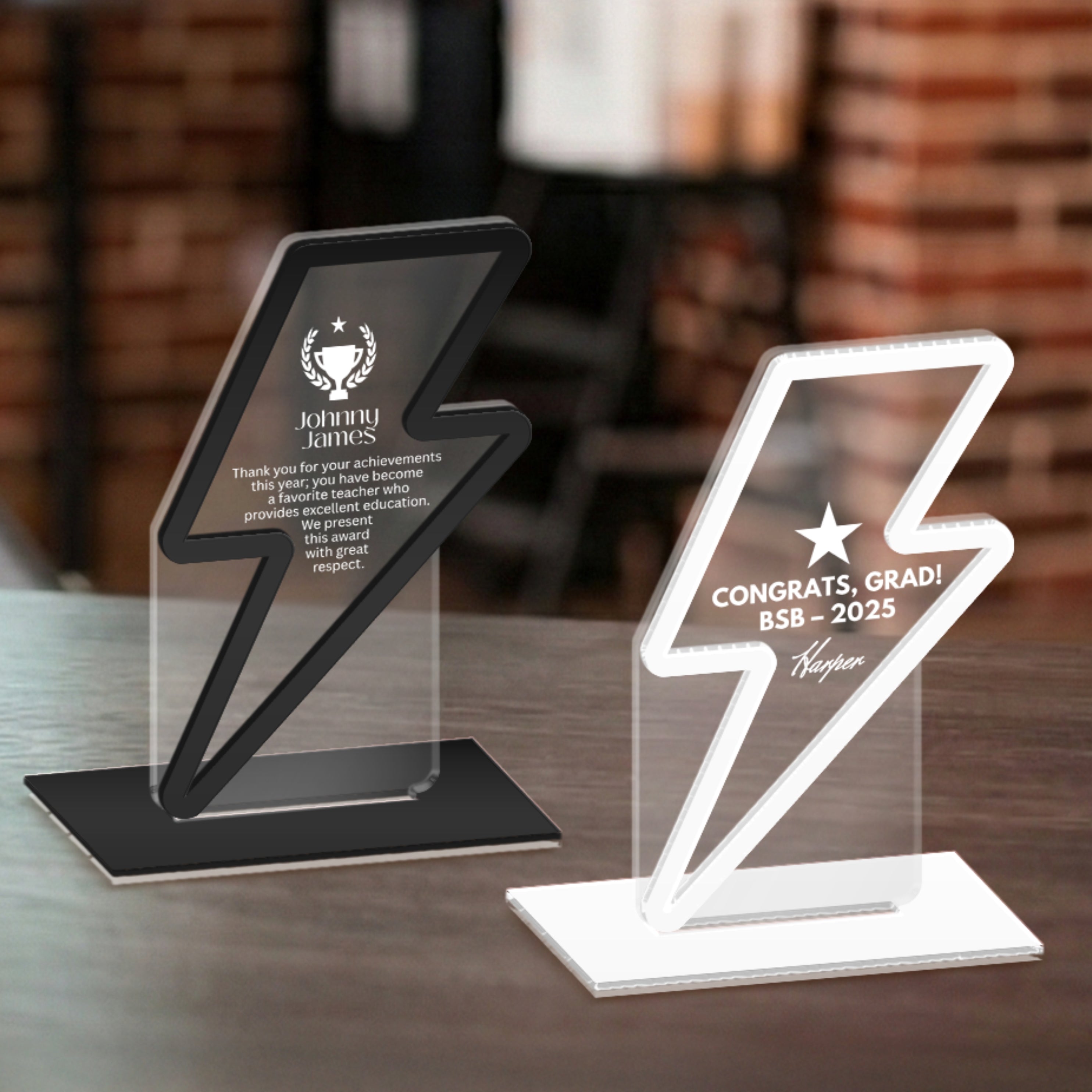 Personalised Lightning Bolt Award Plaque/ Custom 3D Engraved Acrylic ...