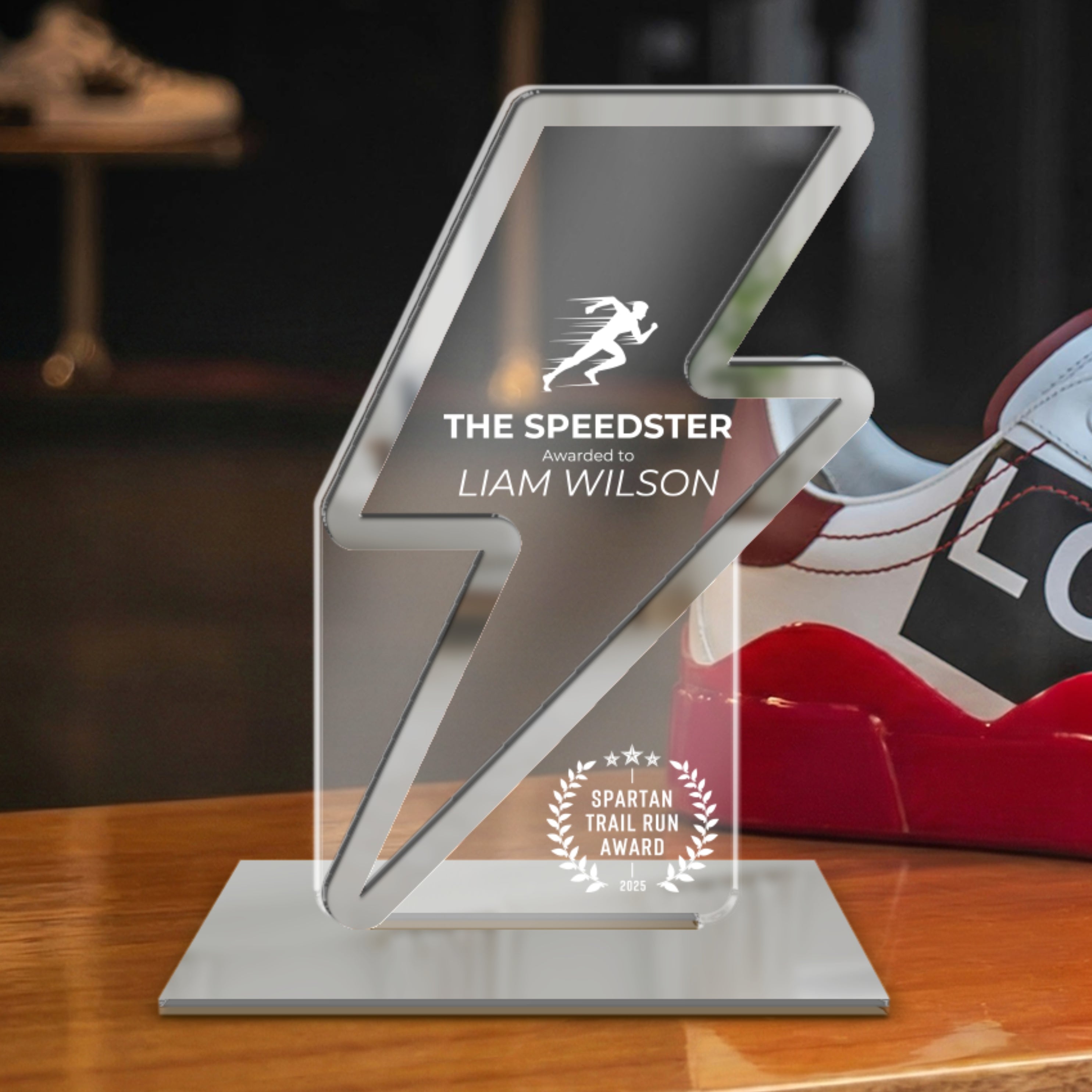 Personalised Lightning Bolt Award Plaque/ Custom 3D Engraved Acrylic ...