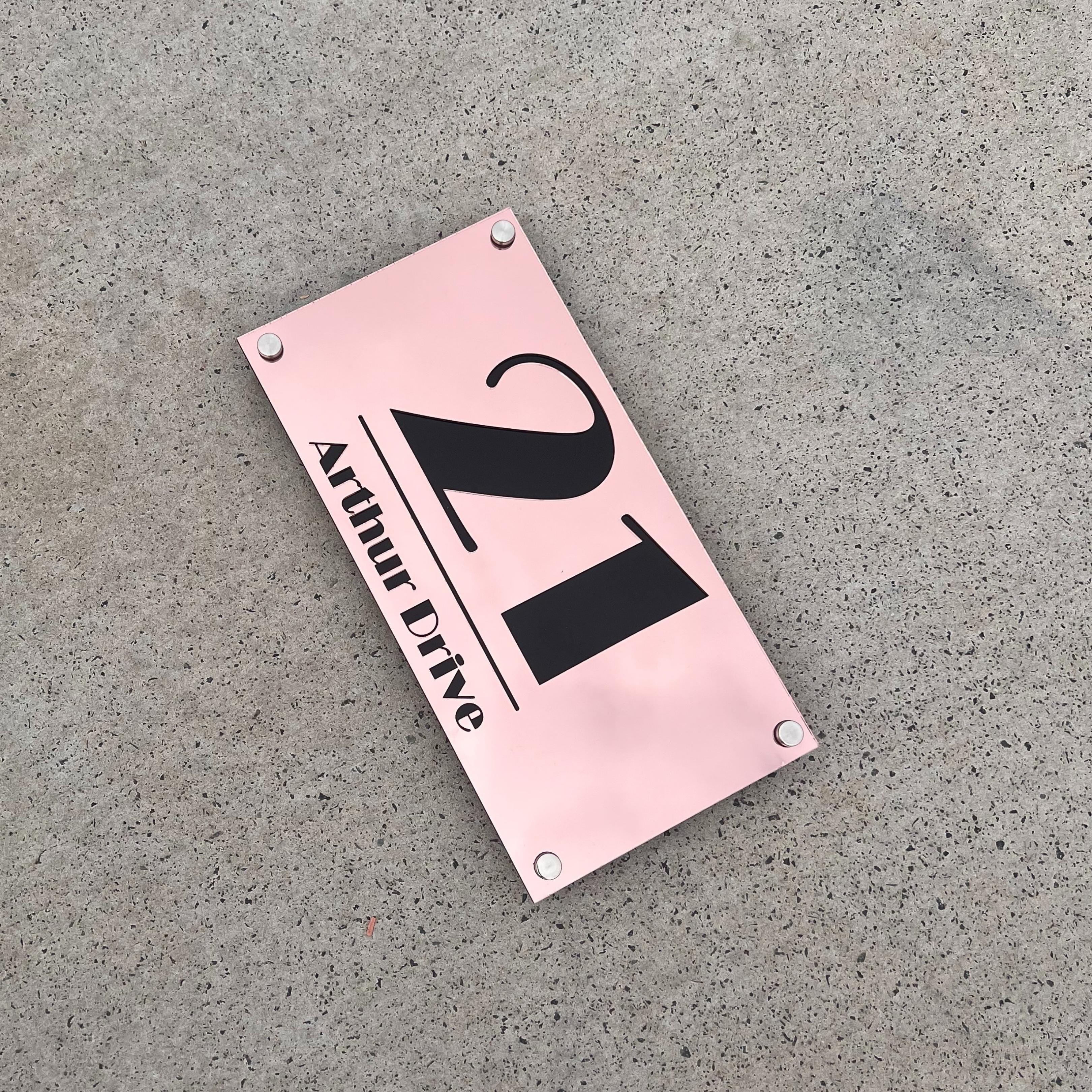 Personalised Floating House Number Mirror Acrylic Sign, Custom Laser ...