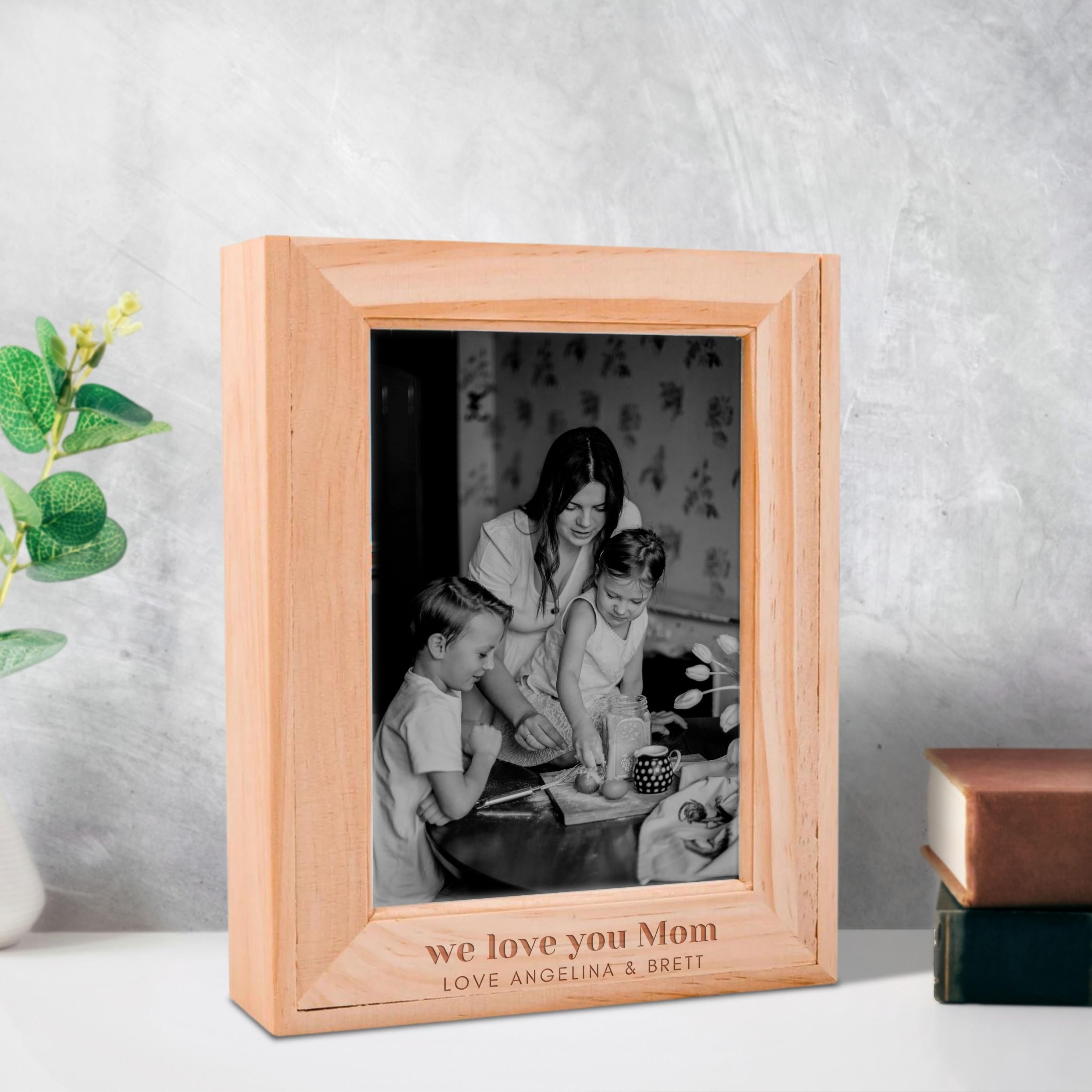 Personalised Wooden Keepsake Memory 4"x6", 5"x7" Photo Frame Box ...