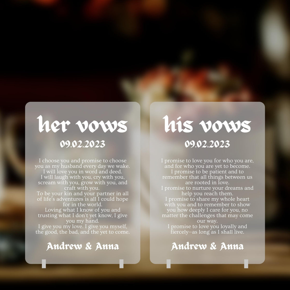 Custom Engraved Acrylic Wedding Vows, Personalised Husband and Wife Vow ...