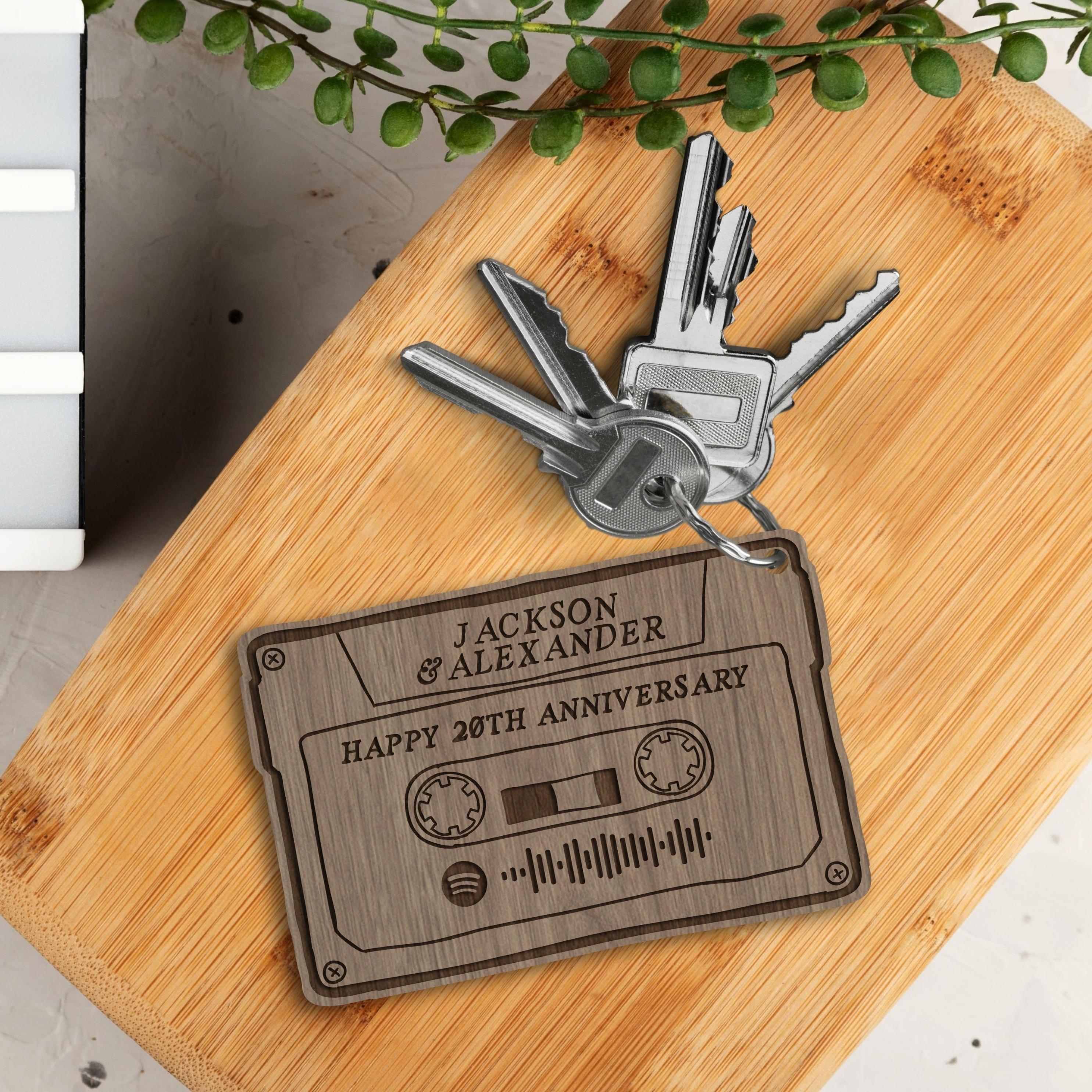 Personalised Cassette Spotify Code Song Scan Wooden Keychain, Engraved ...