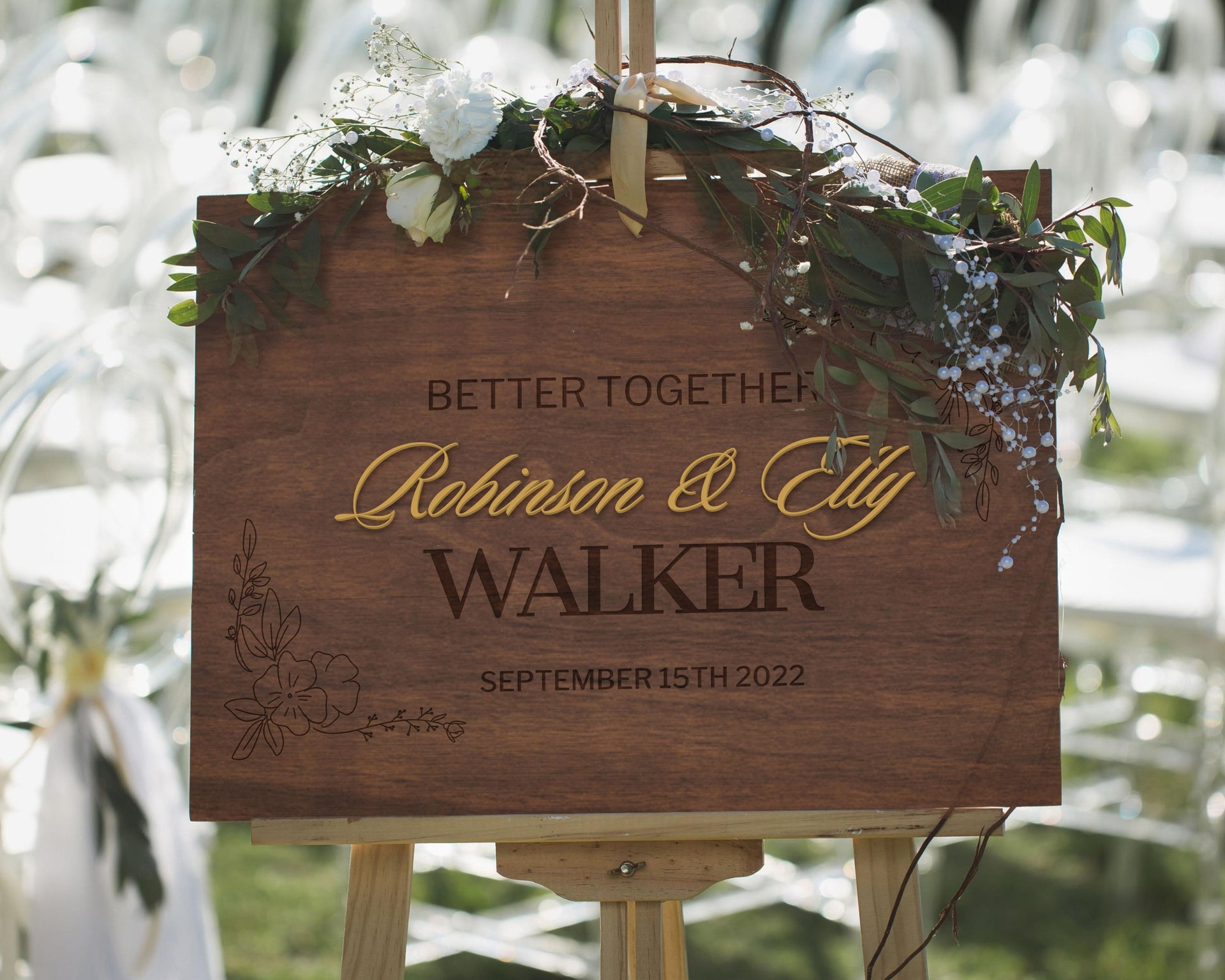 Custom 3D Raised Name Timber Wedding Welcome Sign, Personalised Rustic ...