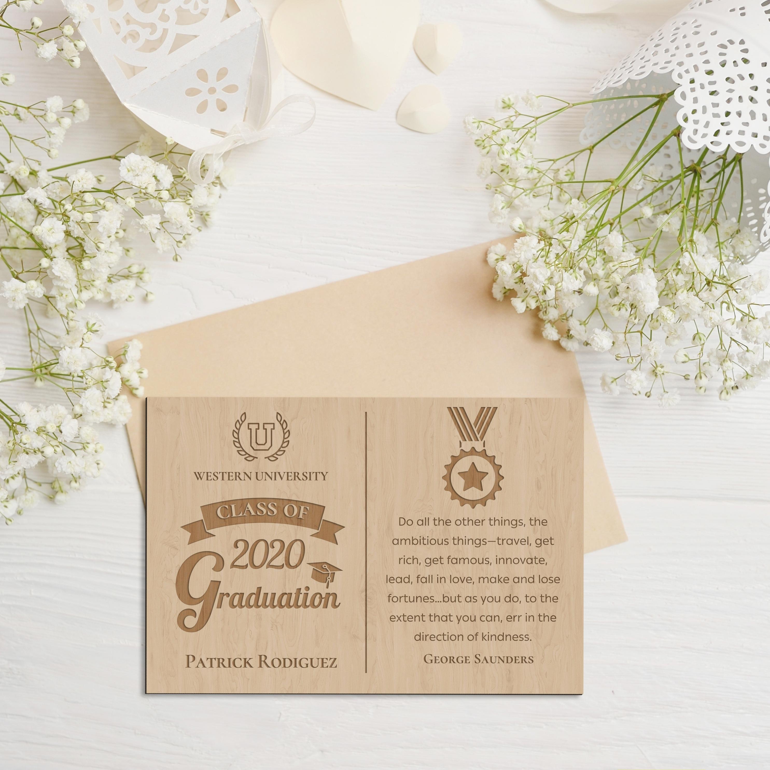 Personalised Wooden Graduation's Day School Postcard, Custom Engraved ...