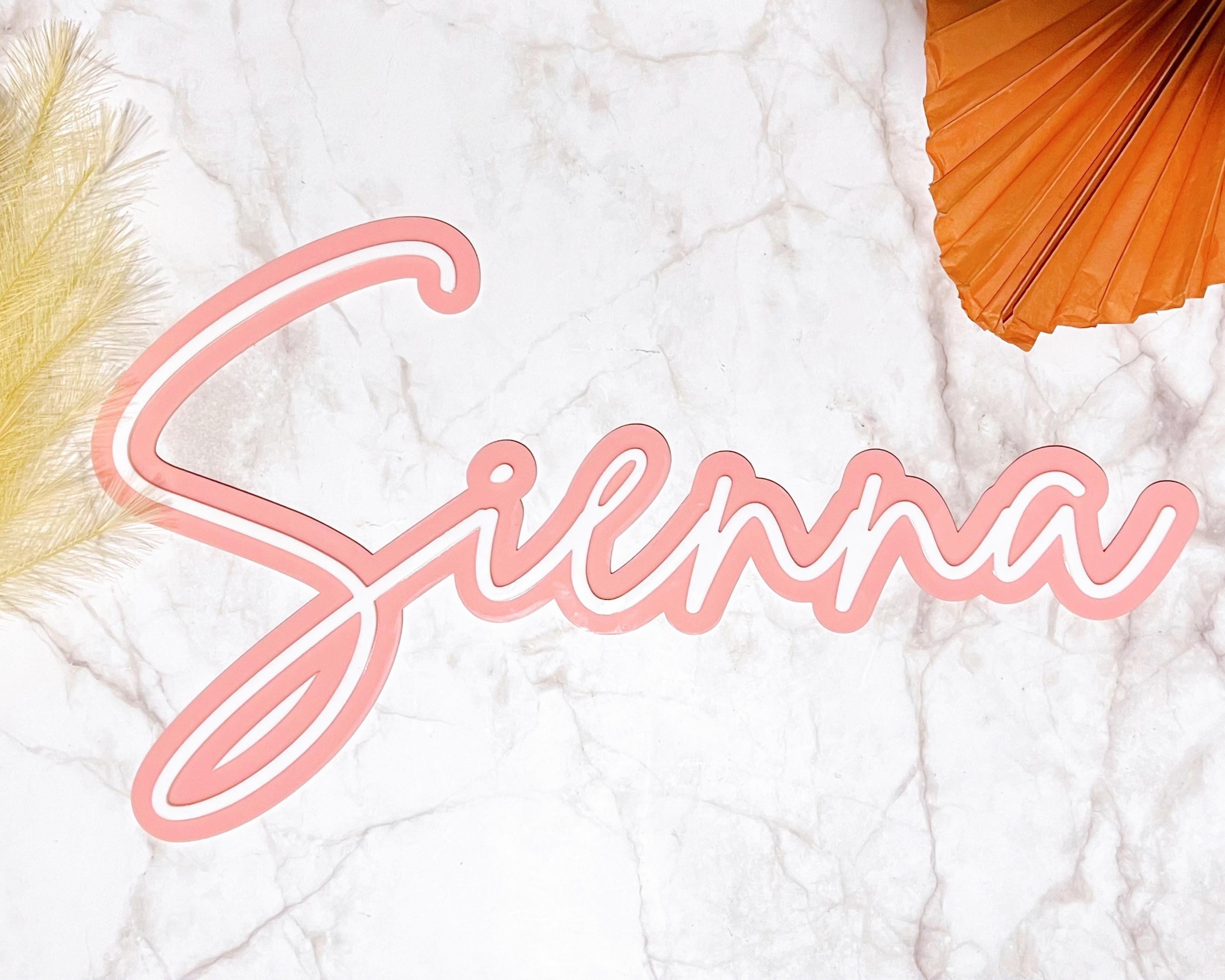 Custom Made Acrylic Mirror 3D Double Layer Script Name Sign ...