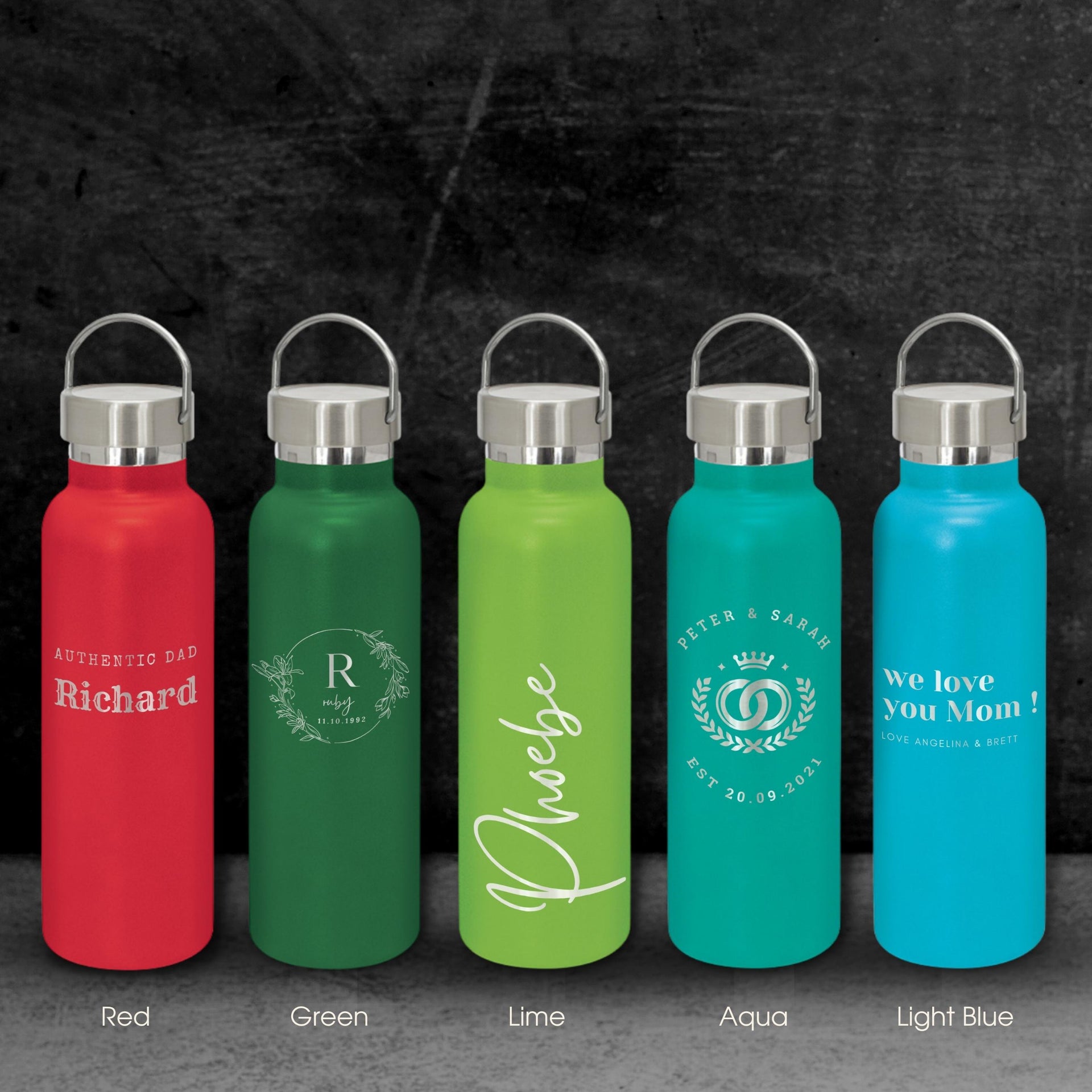 Personalised Engraved Stainless Steel Insulated Water Bottle, Laser ...