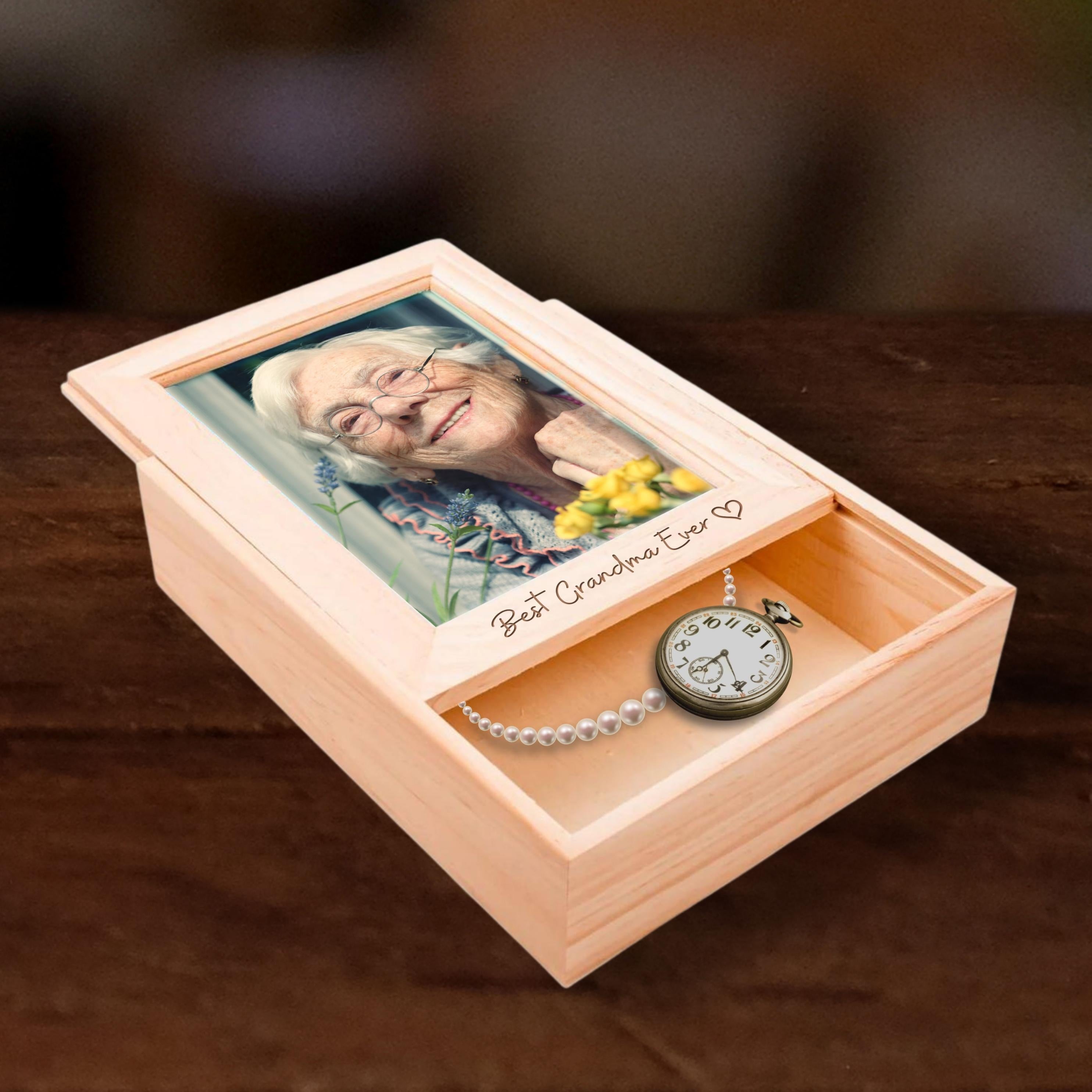 Personalised Wooden Keepsake Memory 4"x6", 5"x7" Photo Frame Box ...