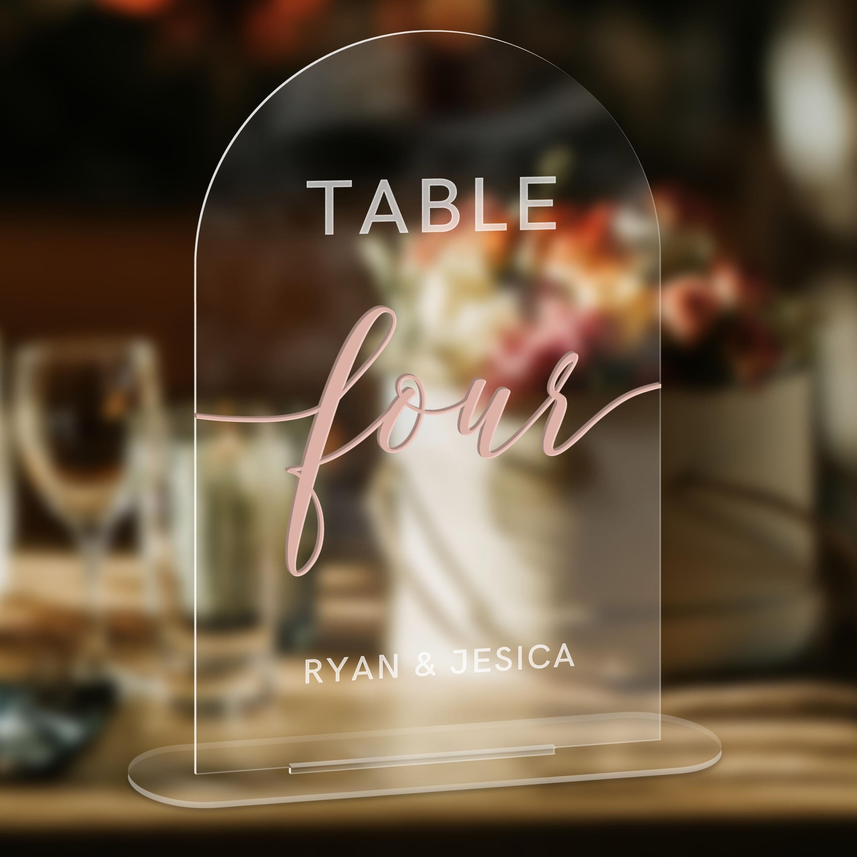 Personalised Engraving & 3D Raised Acrylic Wedding Table Number, Custom ...