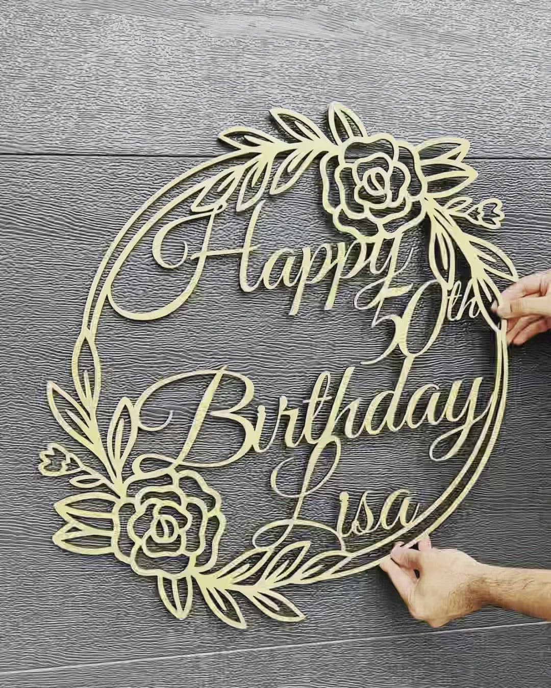 Birthday Flower Sribble Circle Hoop Sign, Personalised Christening ...