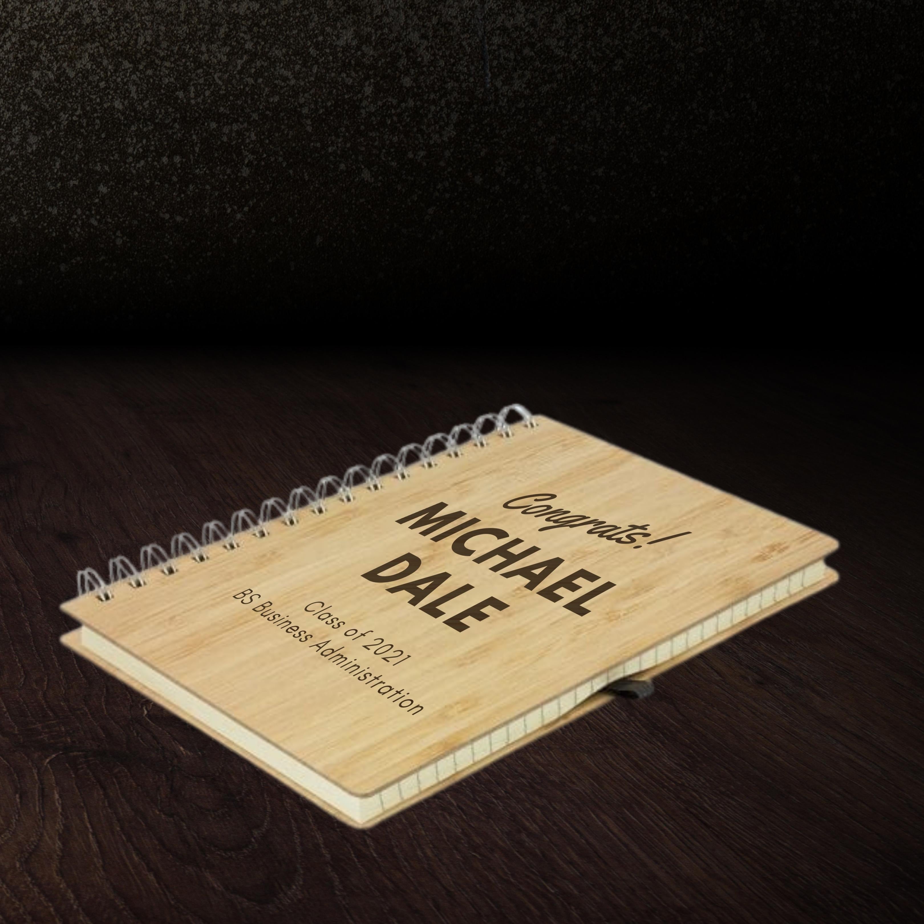 Personalised Engraved Bamboo Notebook, Customised Recipe Book, Travel ...