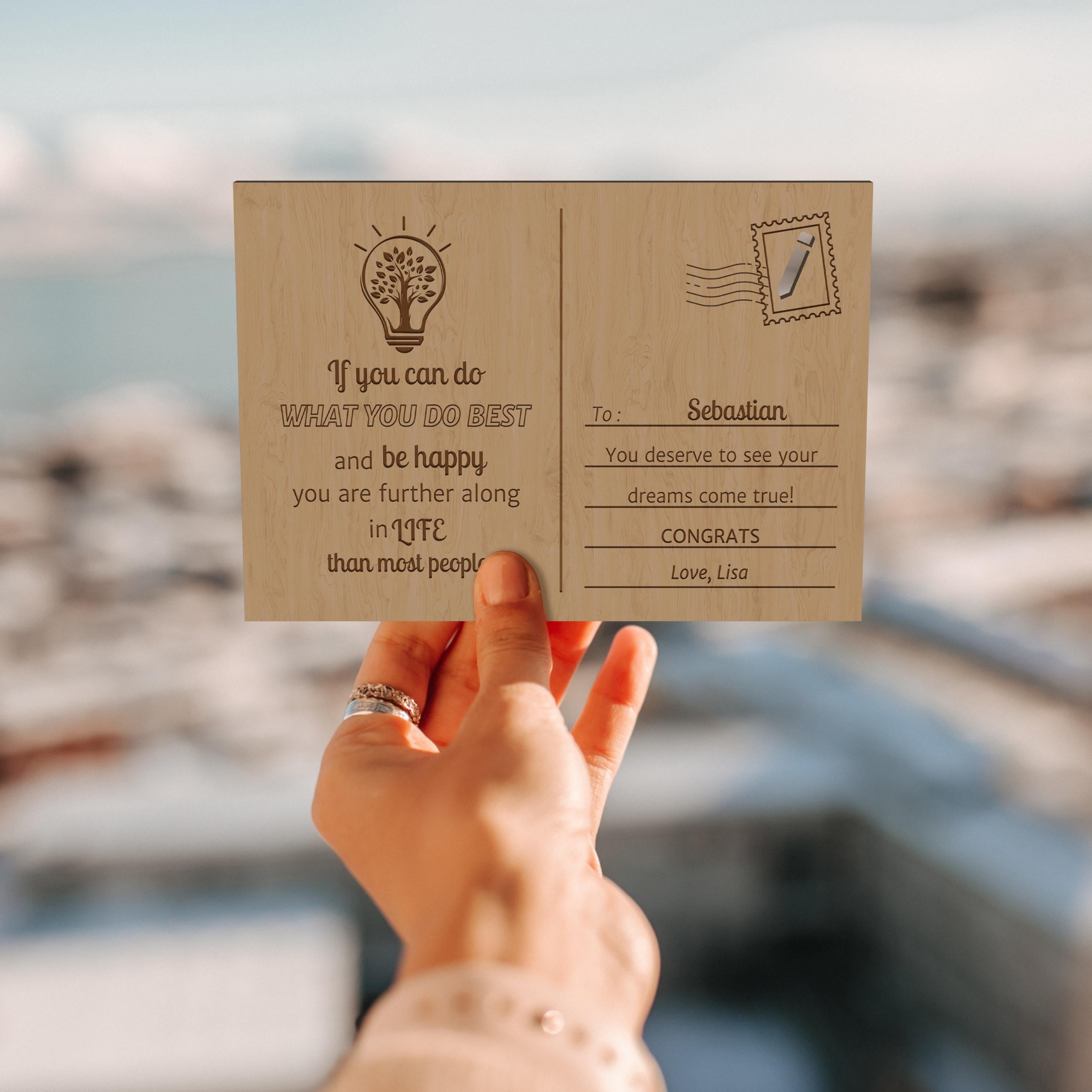 Personalised Wooden Graduation's Day School Postcard, Custom Engraved ...