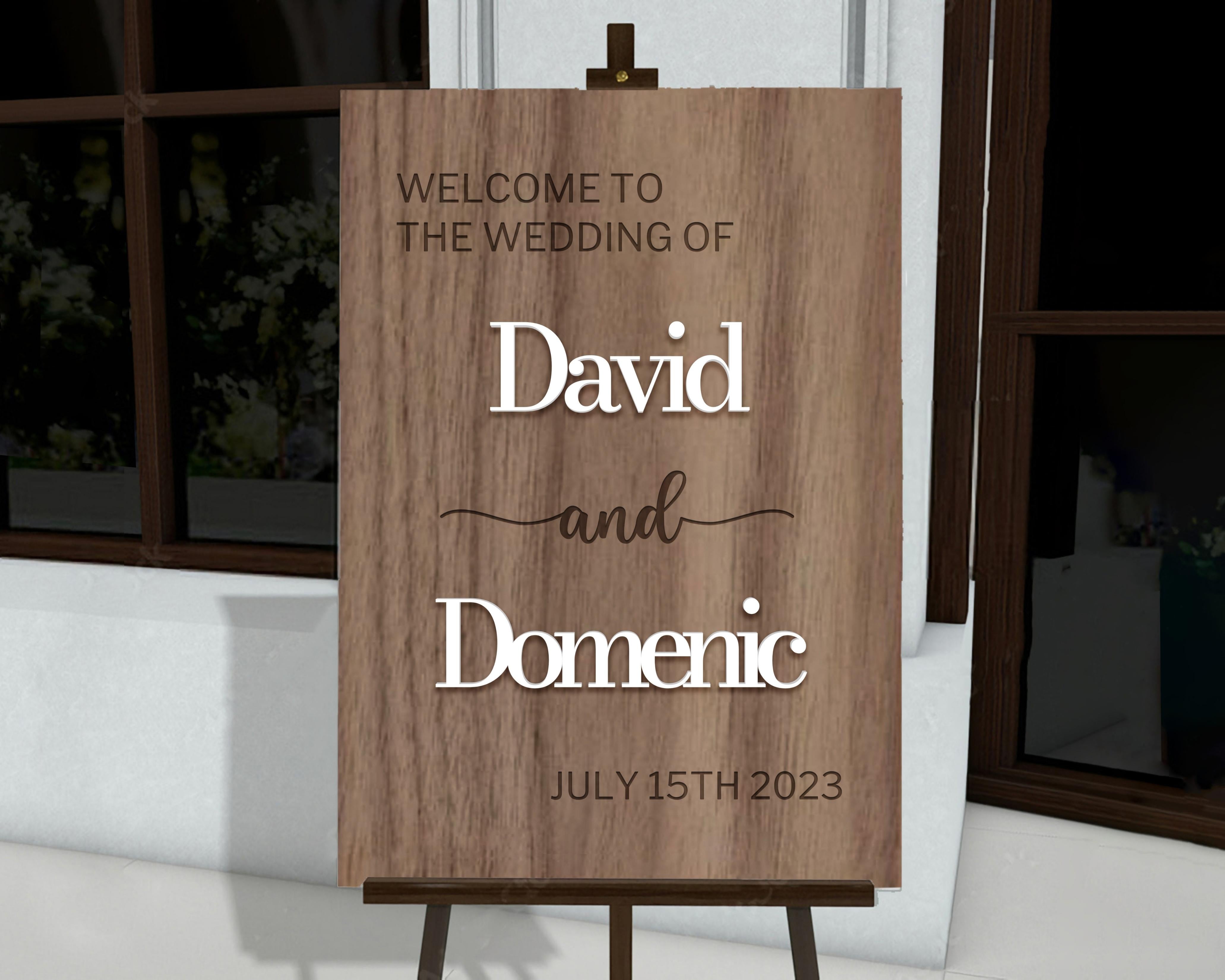 Custom 3D Raised Name Timber Wedding Welcome Sign, Personalised Rustic ...