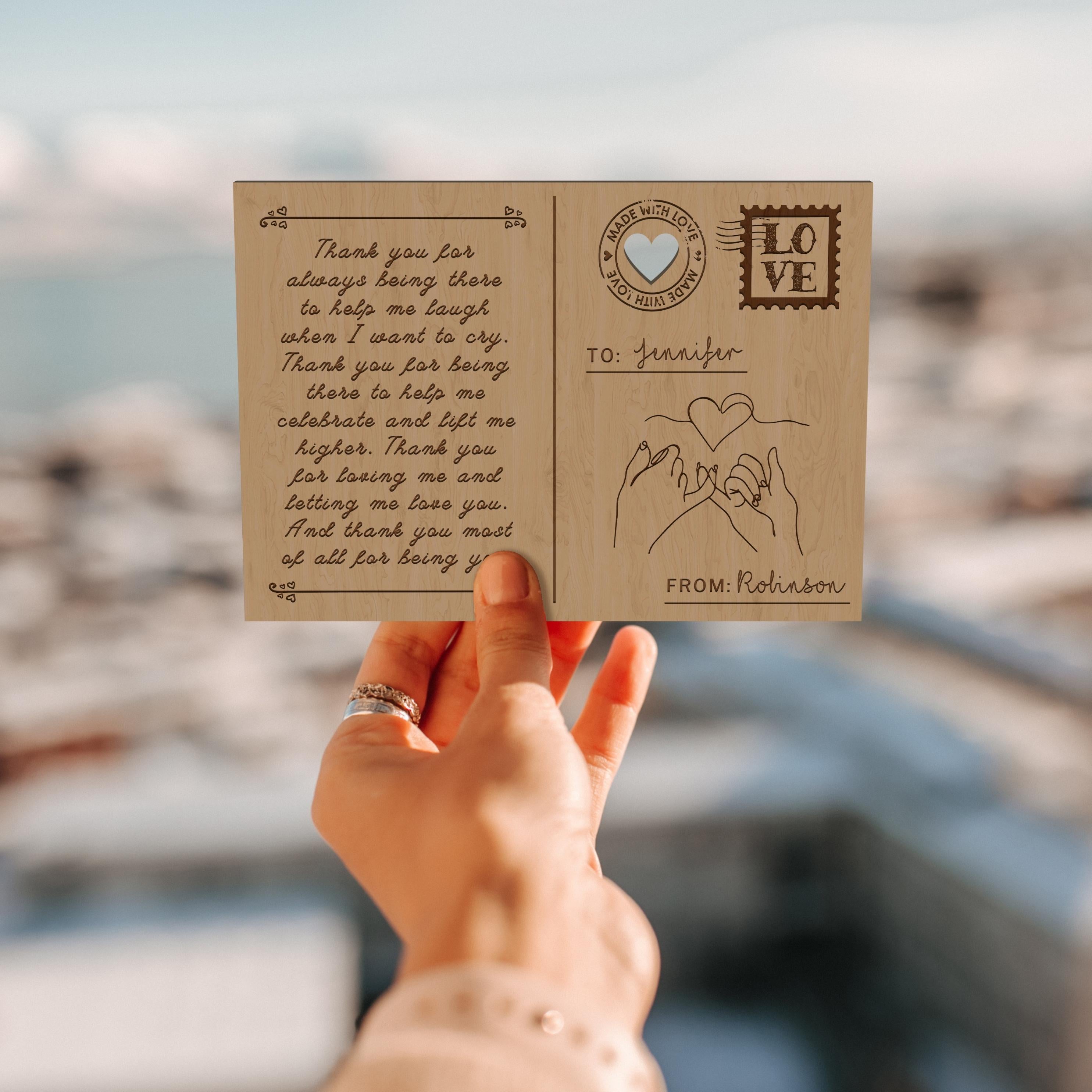 Personalised Wooden Valentine's Day, Anniversary Postcard, Custom ...