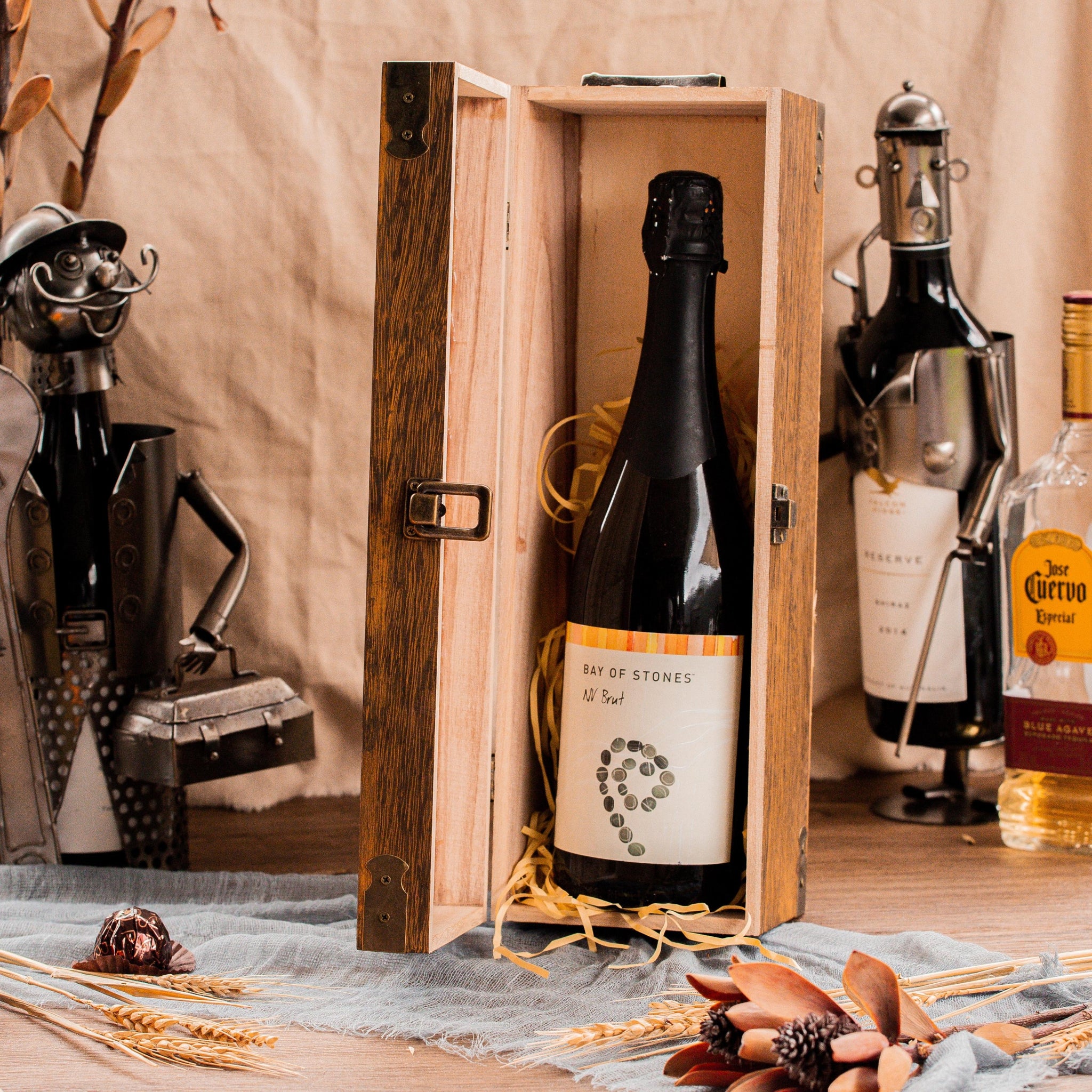 Personalised Vintage Antique Wooden Wine Box, Engraved Custom ...