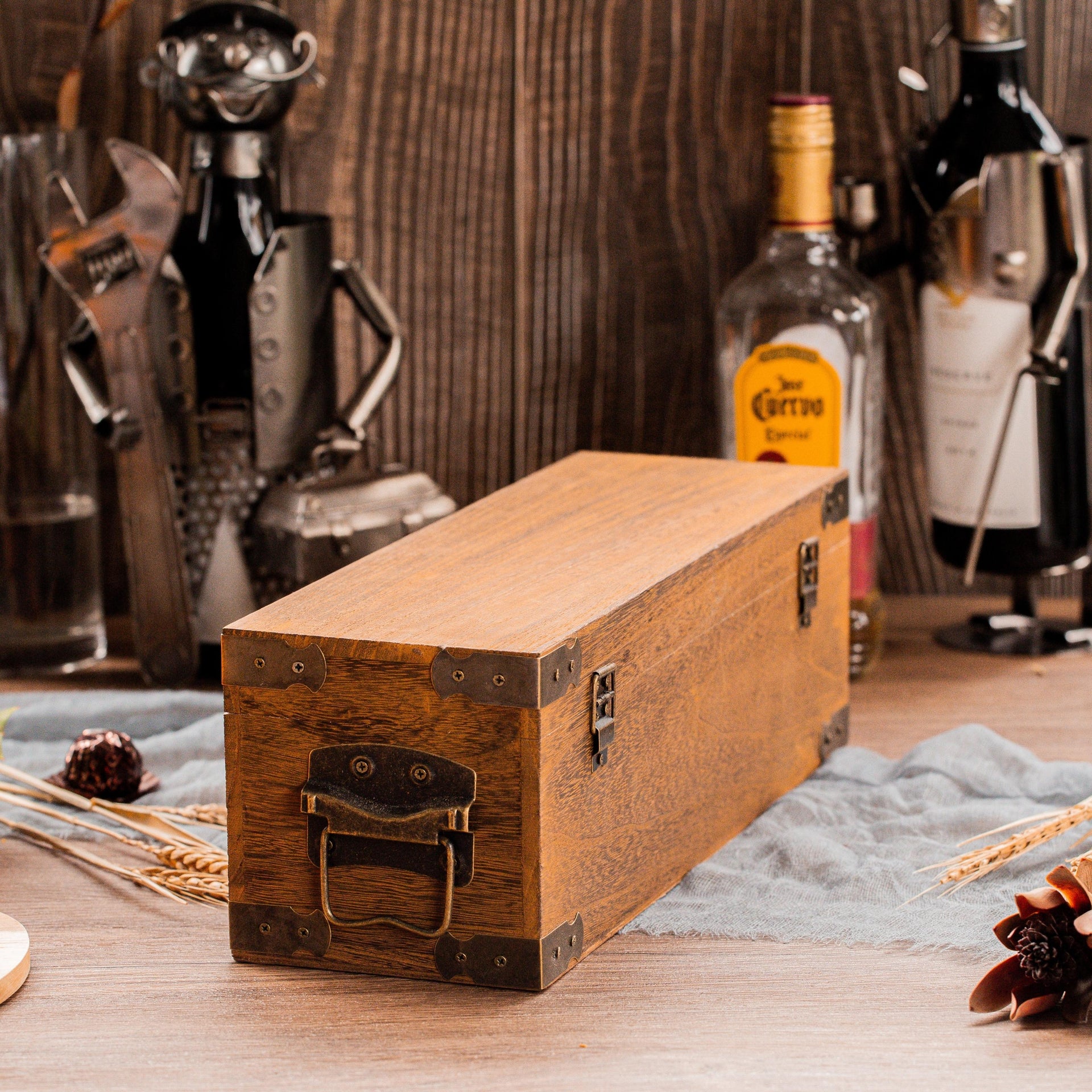 Personalised Vintage Antique Wooden Wine Box, Engraved Custom ...