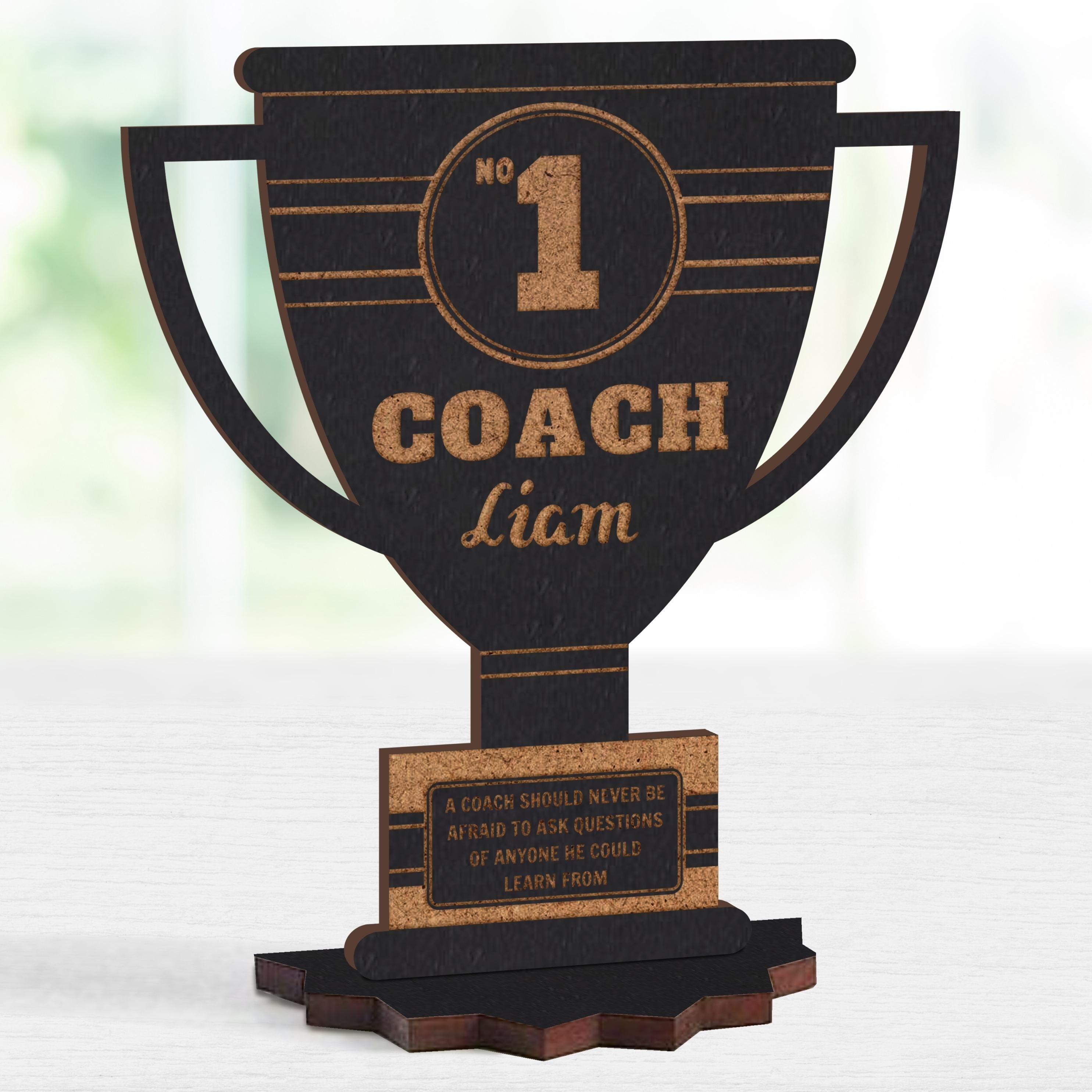 Personalised Number One Sport Player Wooden Trophy, Custom #1 Coach ...