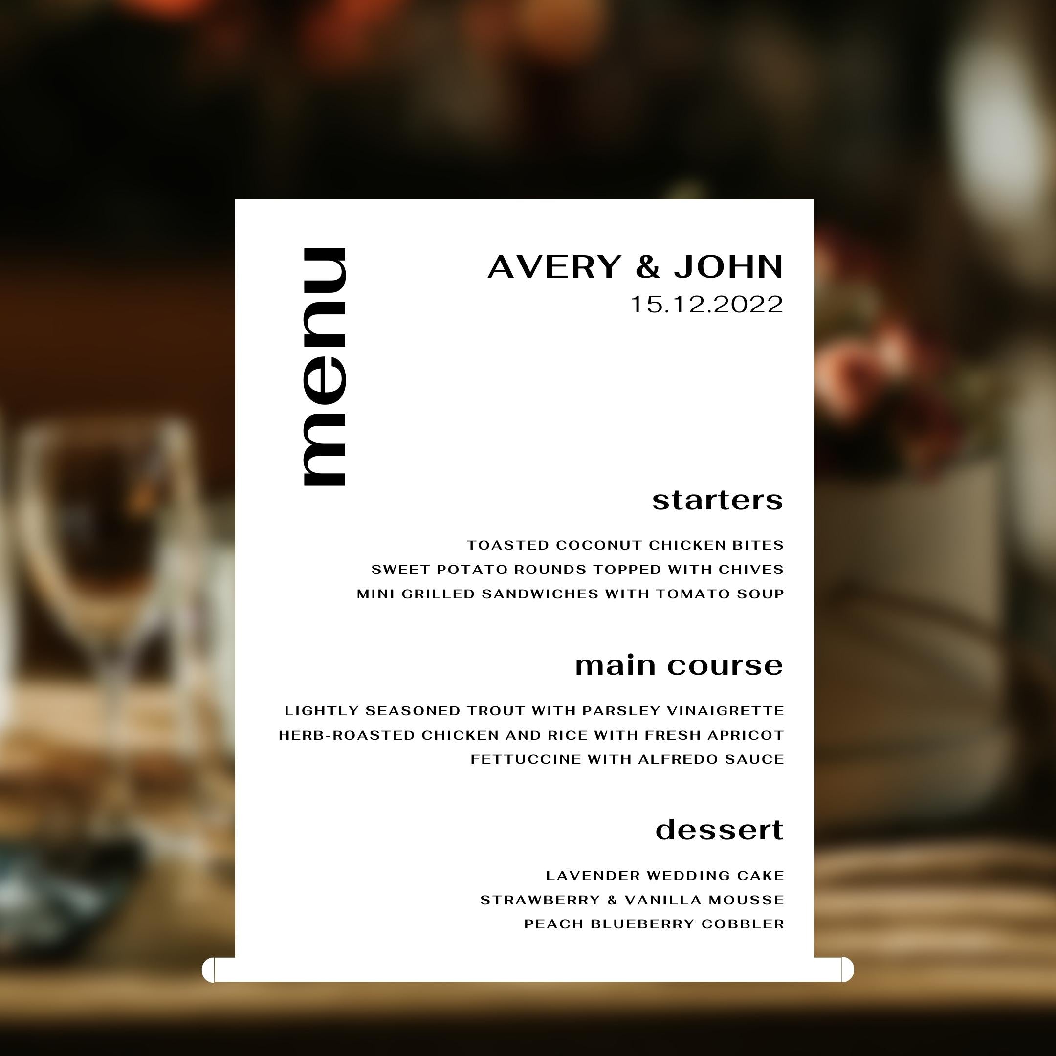 Custom Engraved Acrylic Wedding Rectangle Bar Table Menu, Personalised ...