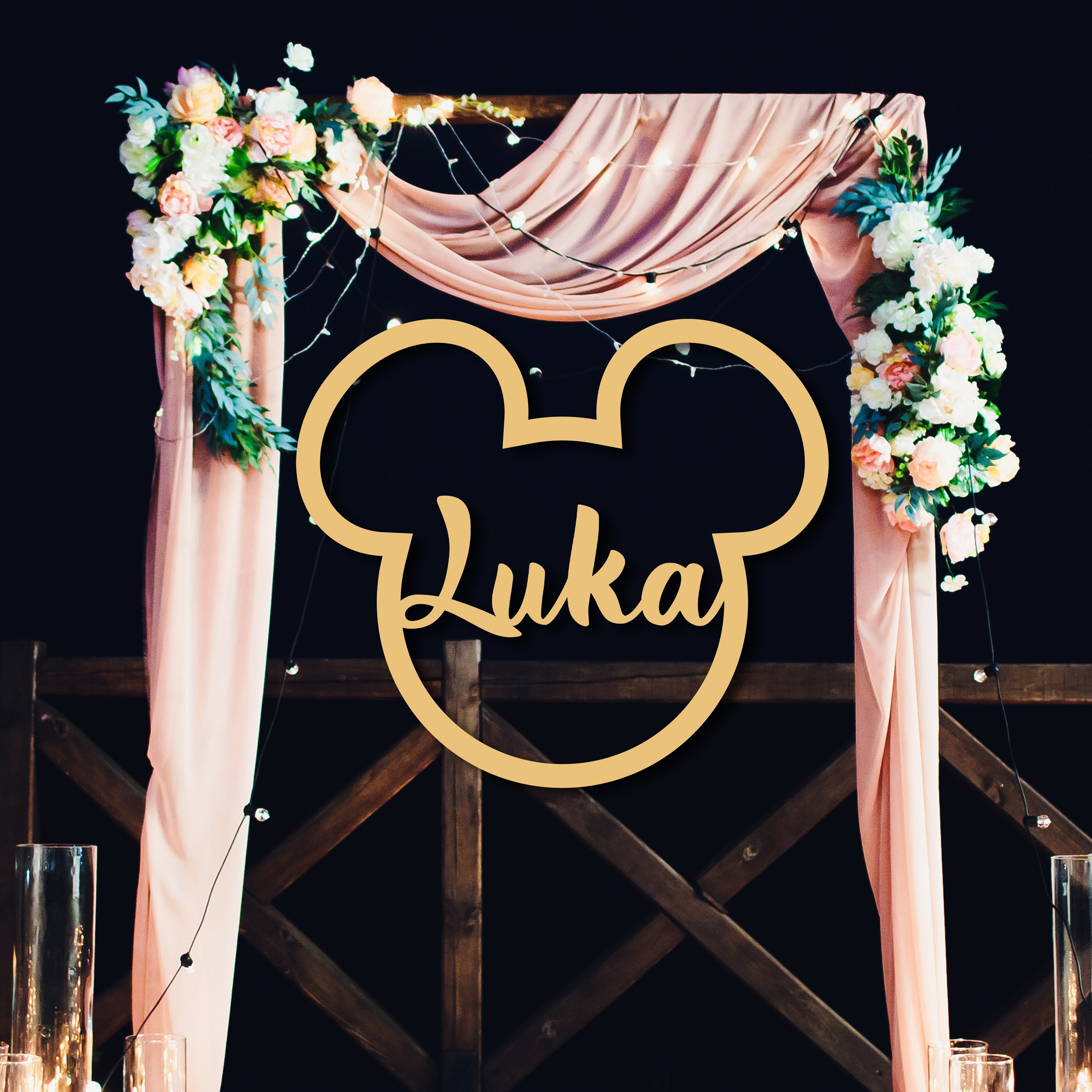 Mickey Name Sign Hoop, Birthday/ Christening/ Baptism Shower ...