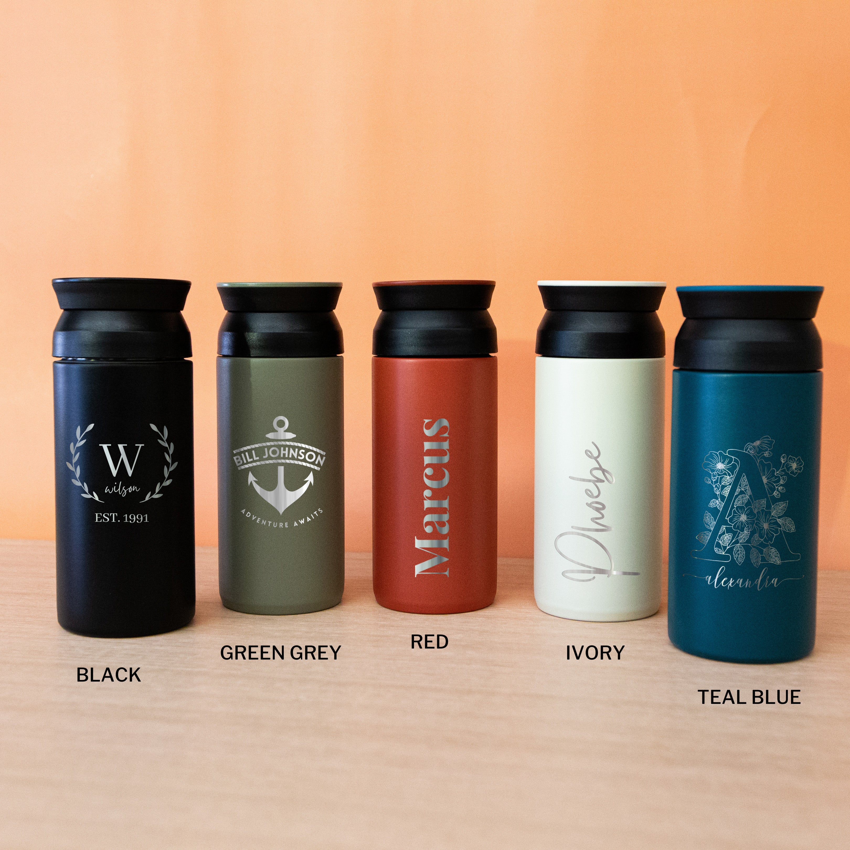 Personalised Engraved Stainless Steel Coffee Cup Tumbler 350ml, Custom ...